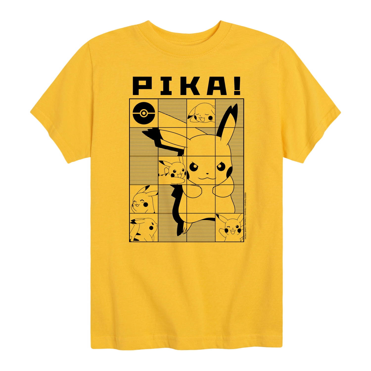 Pokémon - Pika Pikachu Grid - Youth Short Sleeve Graphic T- Shirt ...