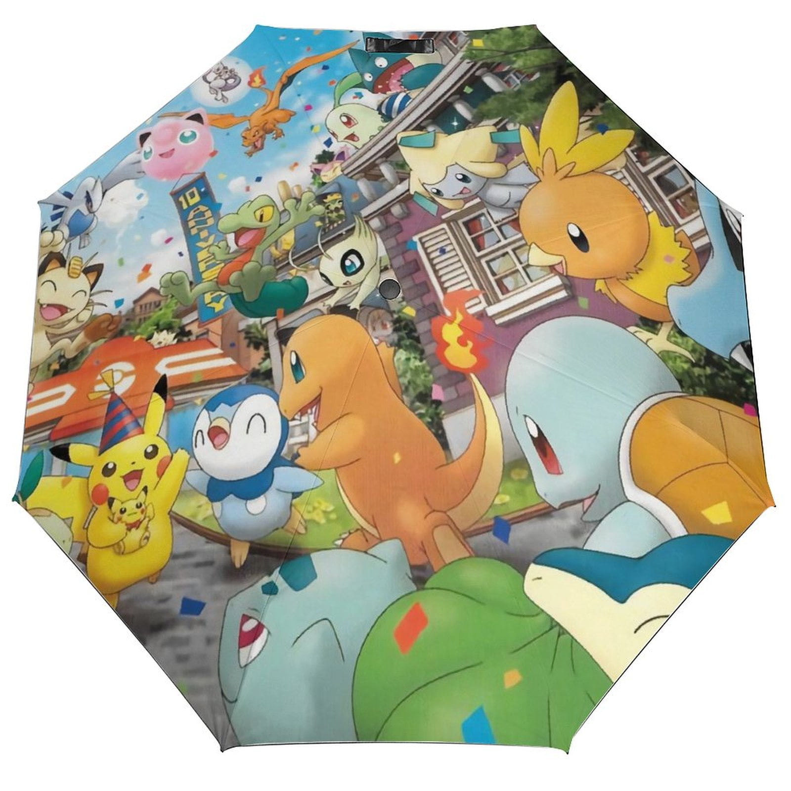 Pokémon-Pikachu 033 Travel Automatic Folding Rain Umbrellas with Cover ...