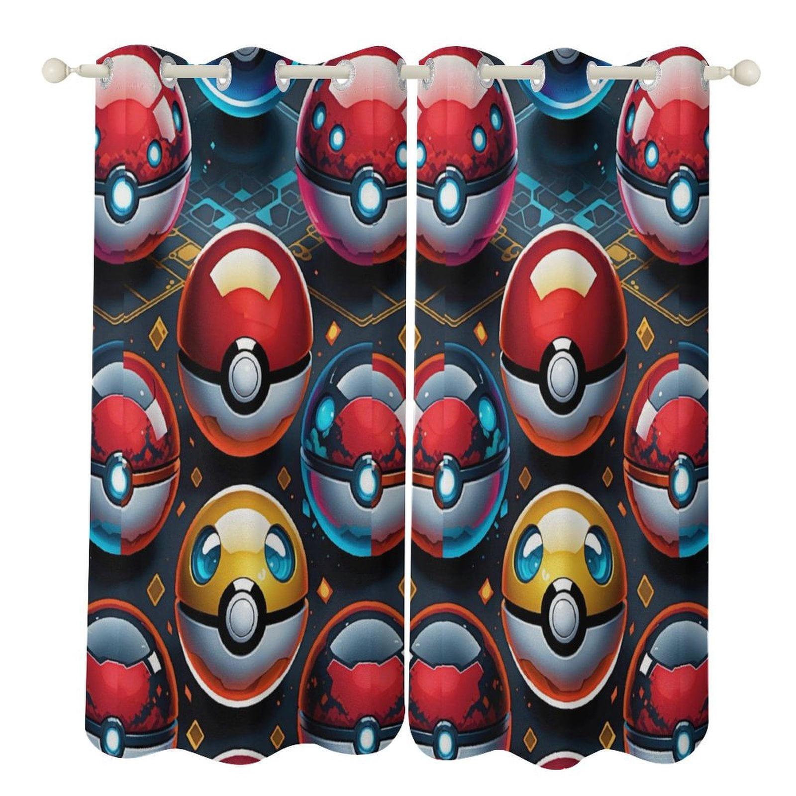 Pokémon-Pikachu Ball Kids Curtains 52 X 72 Inch,Cartoon Blackout ...