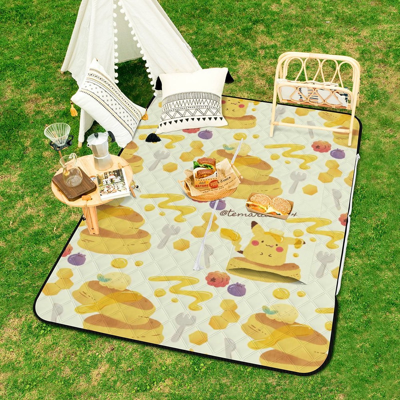 Pokémon-Pikachu Bread Picnic Blanket,Foldable Waterproof Sand Mat,Extra ...