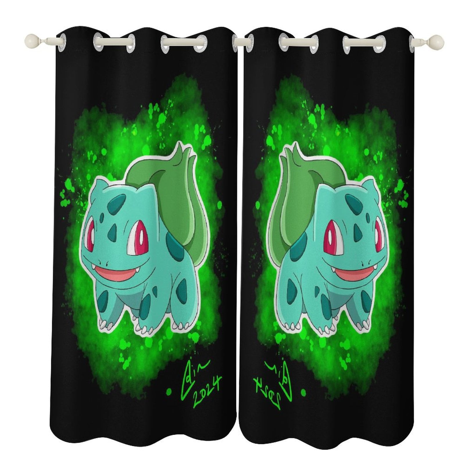 Pokémon-Pikachu Bulbasaur Curtains 72 Inch,Blackout Curtains,Cartoon ...