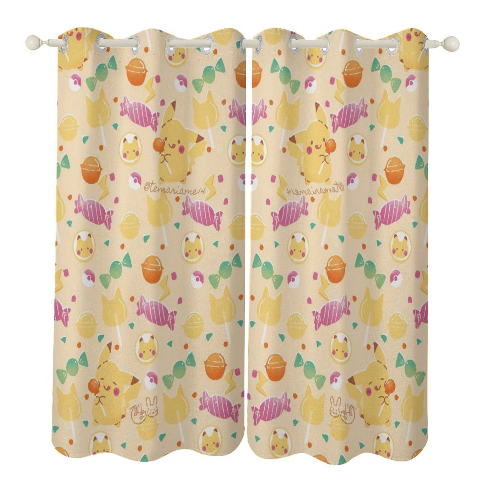 Pokémon-Pikachu Candy Curtains,Blackout Curtains for Bedroom - Grommet ...