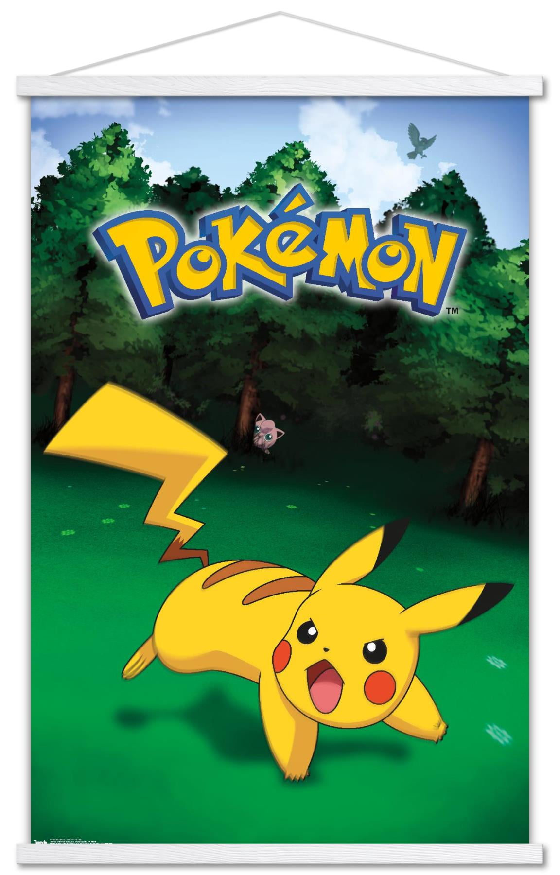 Pokémon - Pikachu Catch Wall Poster with Wooden Magnetic Frame, 22.375 ...