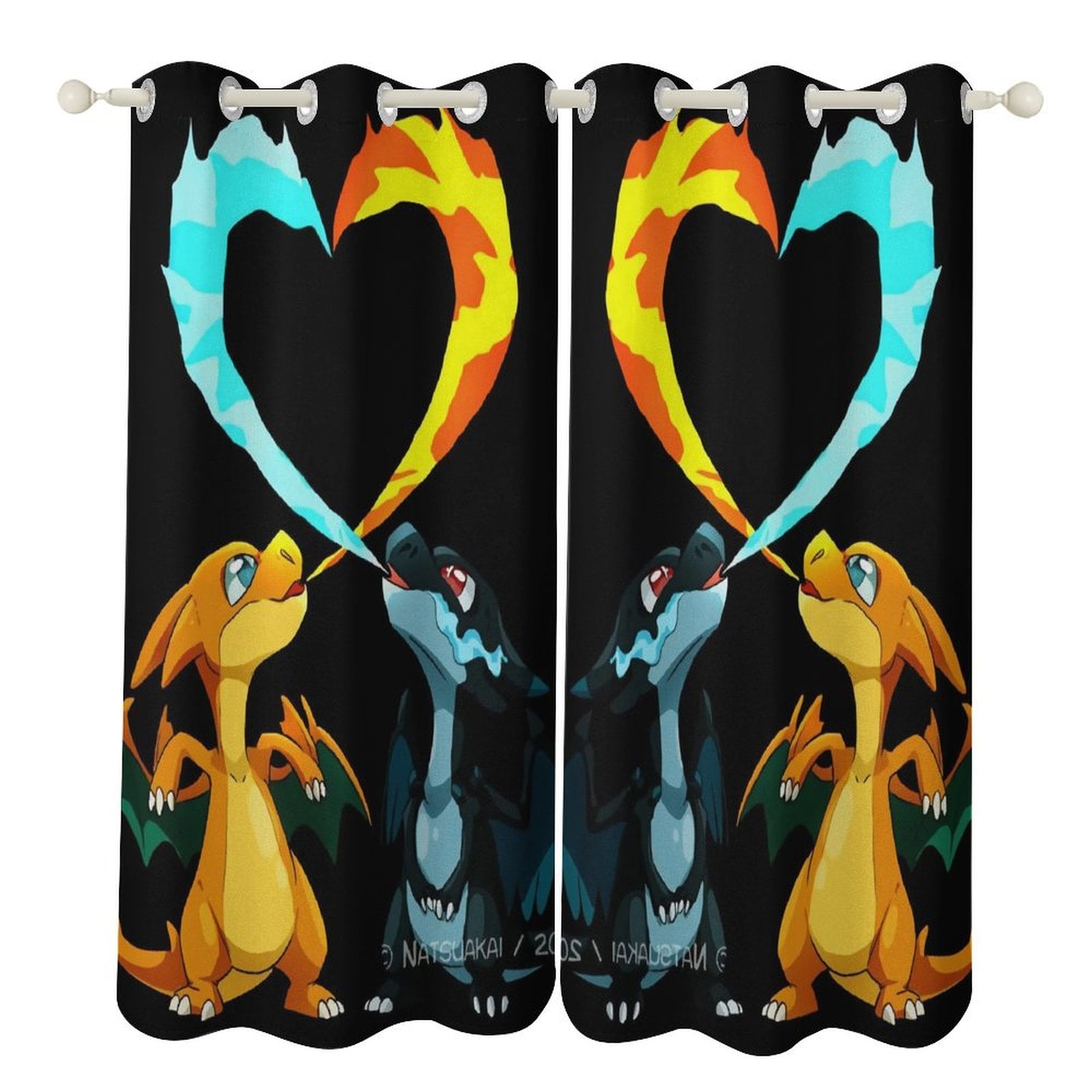 Pokémon-Pikachu Charmander Charizard Curtains 72 inch,2 Panels Set,100% ...