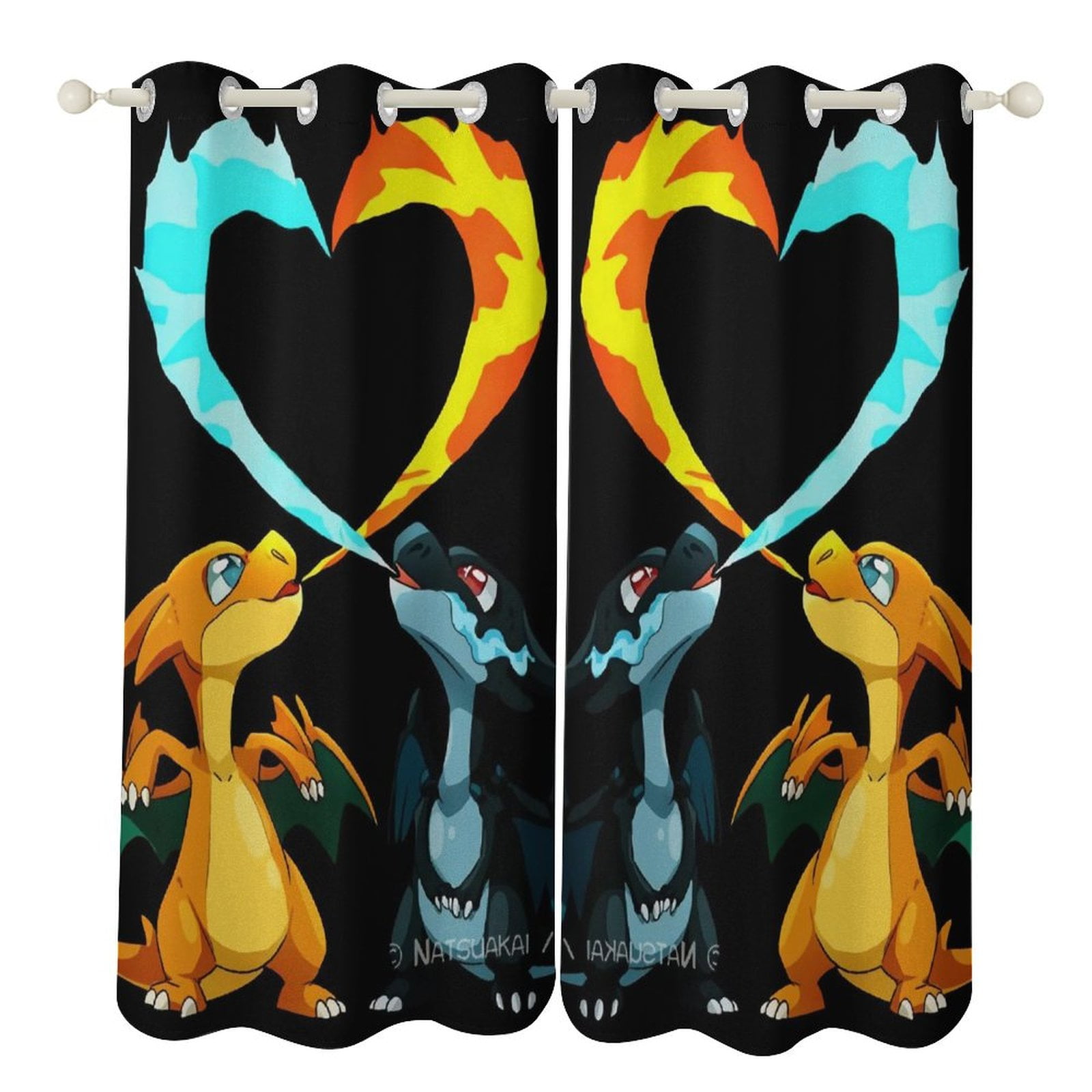 Pokémon-Pikachu Charmander Charizard Curtains 84 inch,2 Panels Set,100% ...