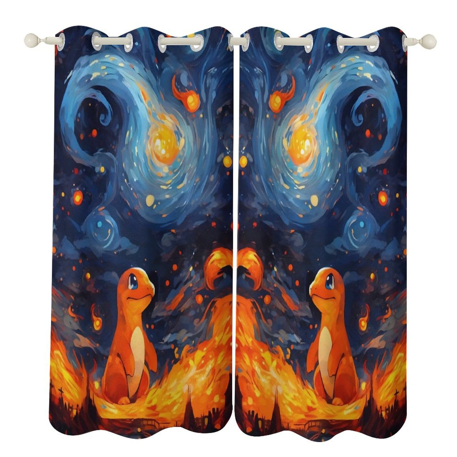 Pokémon-Pikachu Charmander Curtains 72 Inch,Blackout Curtains,Cartoon ...