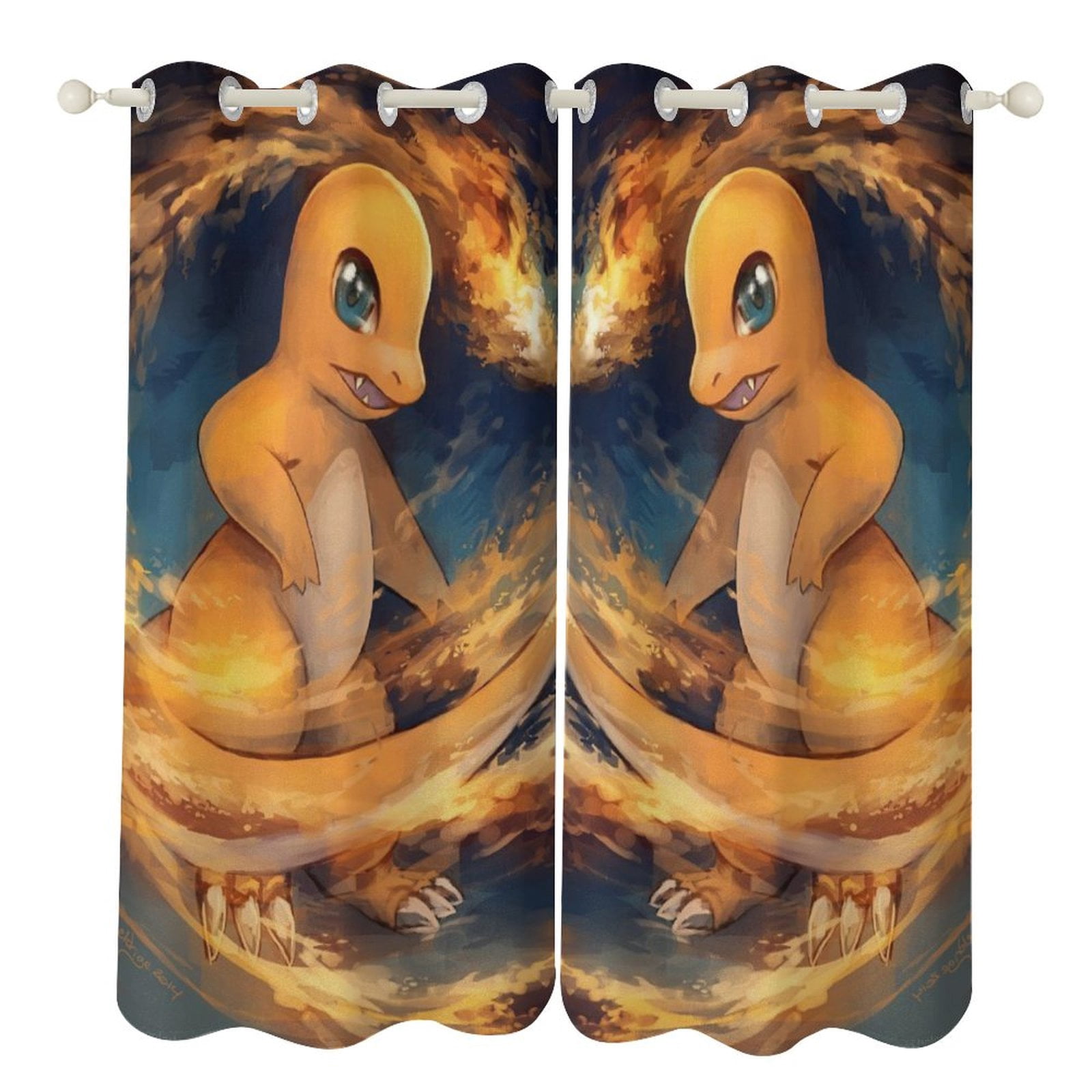 Pokémon-Pikachu Charmander Kids Curtains 52 X 84 Inch,Cartoon Blackout ...