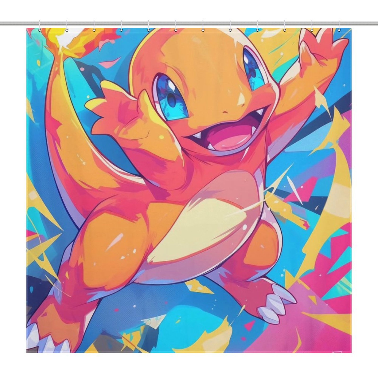 Pokémon-Pikachu Charmander Shower Curtain,Shower Curtain Liner,Shower Curtain Fall Waterproof in ...