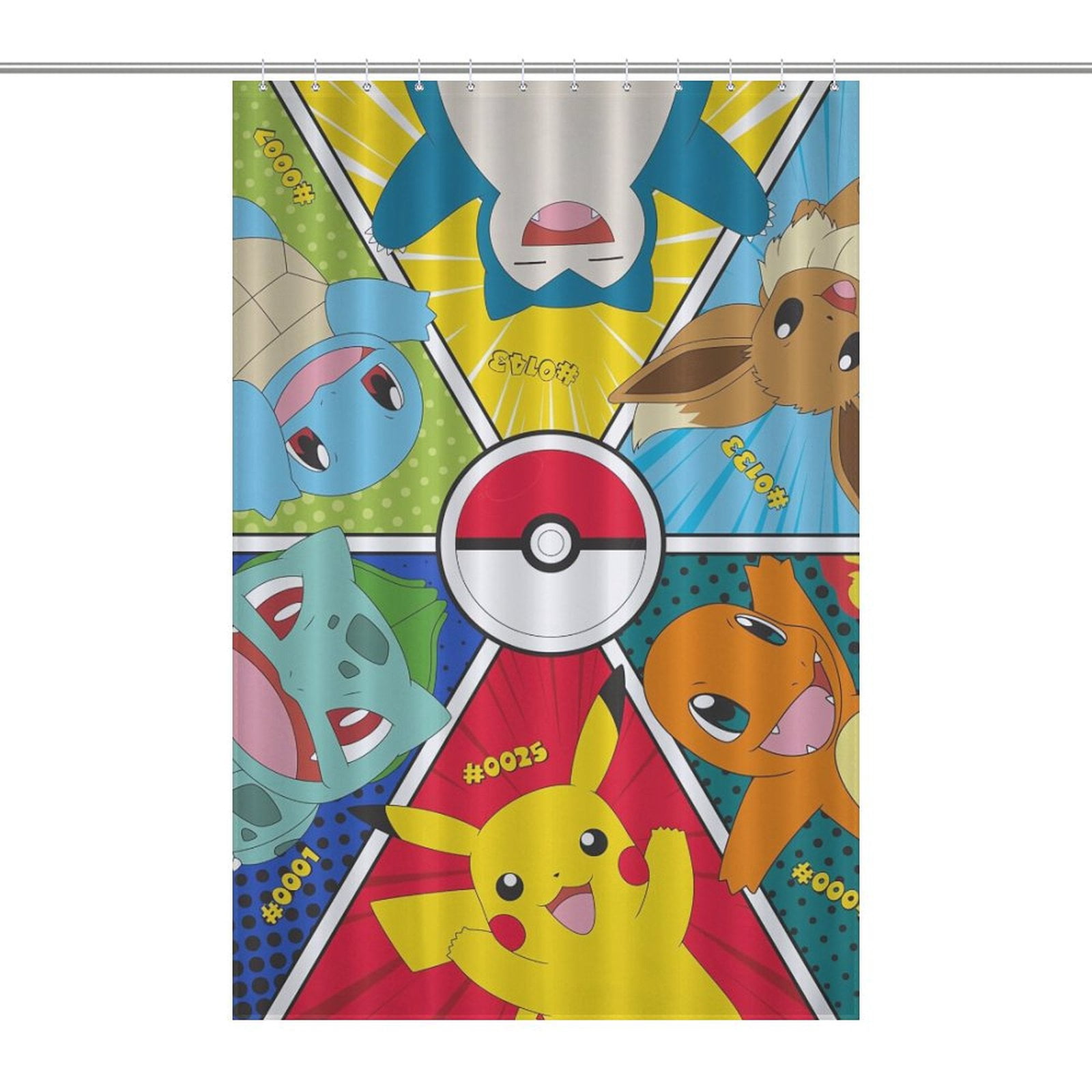 Pokémon-Pikachu Charmander,Snorlax,Eevee Design Shower Curtain,Shower ...