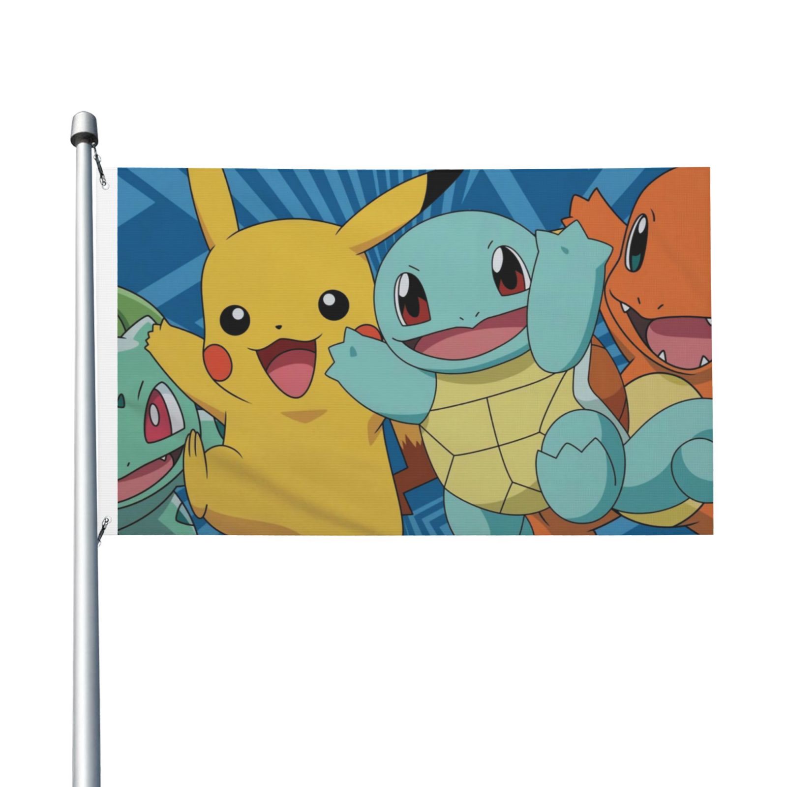 Pokémon Pikachu-Charmander Squirtle Bulbasaur 23 3x5ft Face Flag Fade ...