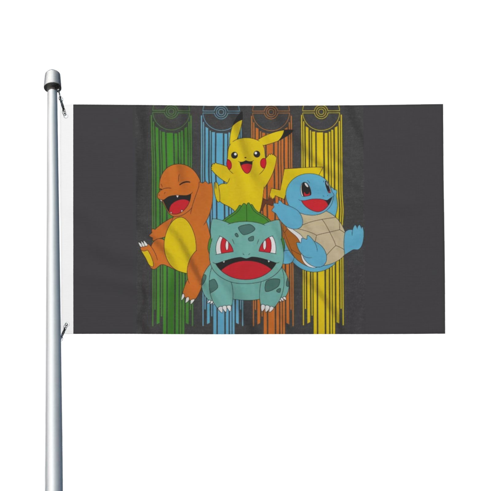 Pokémon Pikachu Charmander Squirtle Bulbasaur 3x5ft Face Flag Fade ...