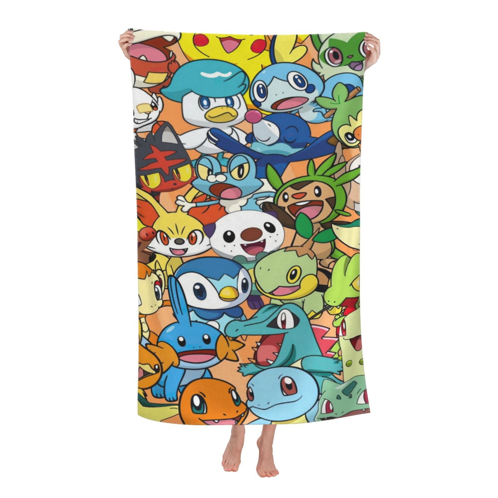 Pokémon Pikachu Charmander Squirtle Bulbasaur Beach Towel,Oversized ...
