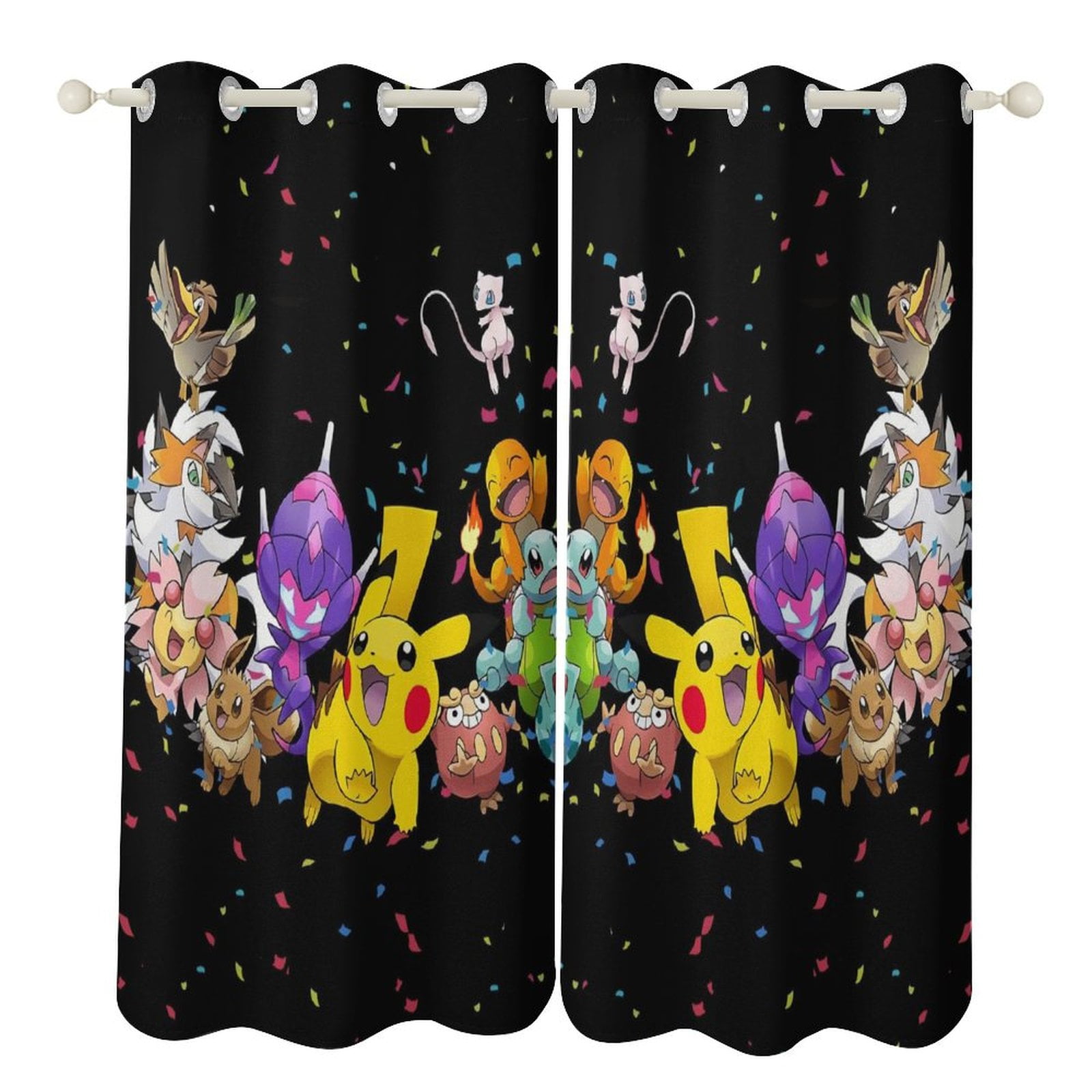 Pokémon-Pikachu Charmander Squirtle Bulbasaur Curtains 72 Inch,Blackout ...