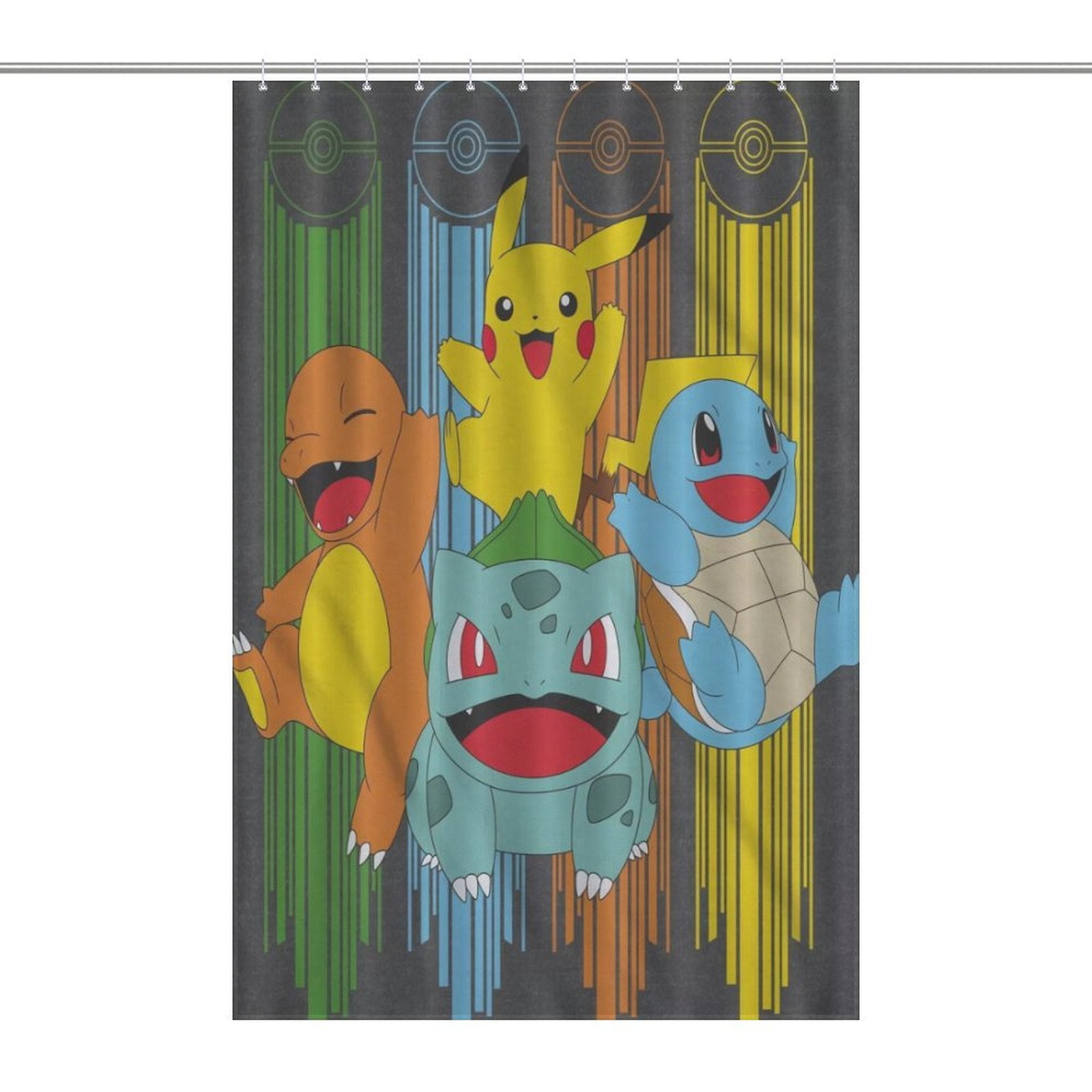 Pokémon-Pikachu Charmander Squirtle Bulbasaur Shower Curtain,Printing ...