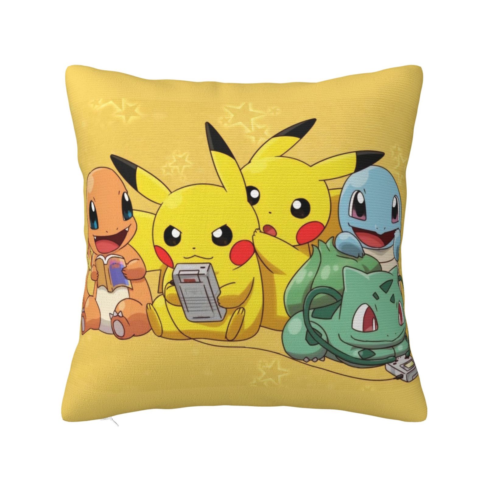 Pokémon-Pikachu Charmander Squirtle Bulbasaur Throw Pillow Covers 18x18 ...