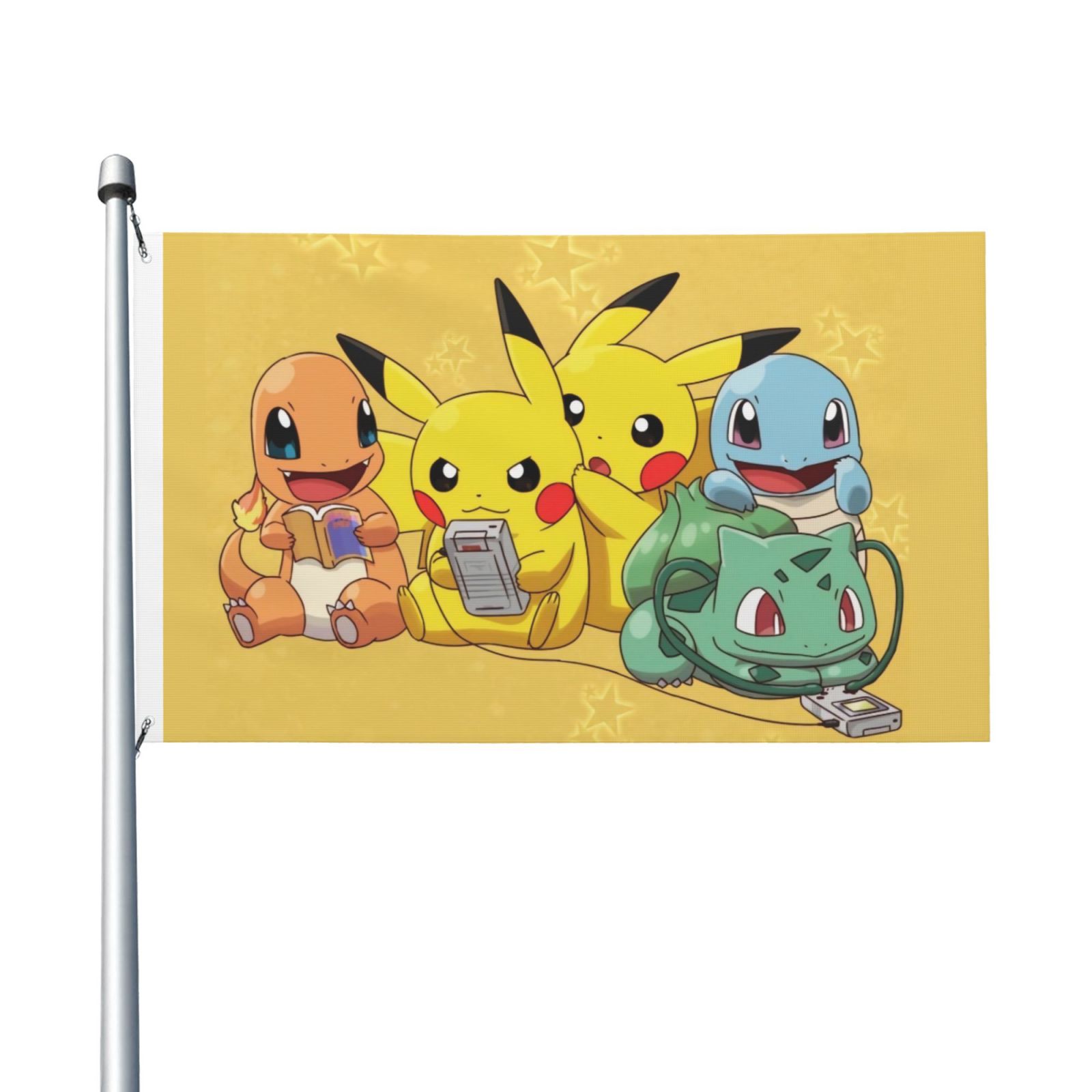 Pokémon-Pikachu Charmander Squirtle Bulbasaur246 3x5ft Face Flag Fade ...