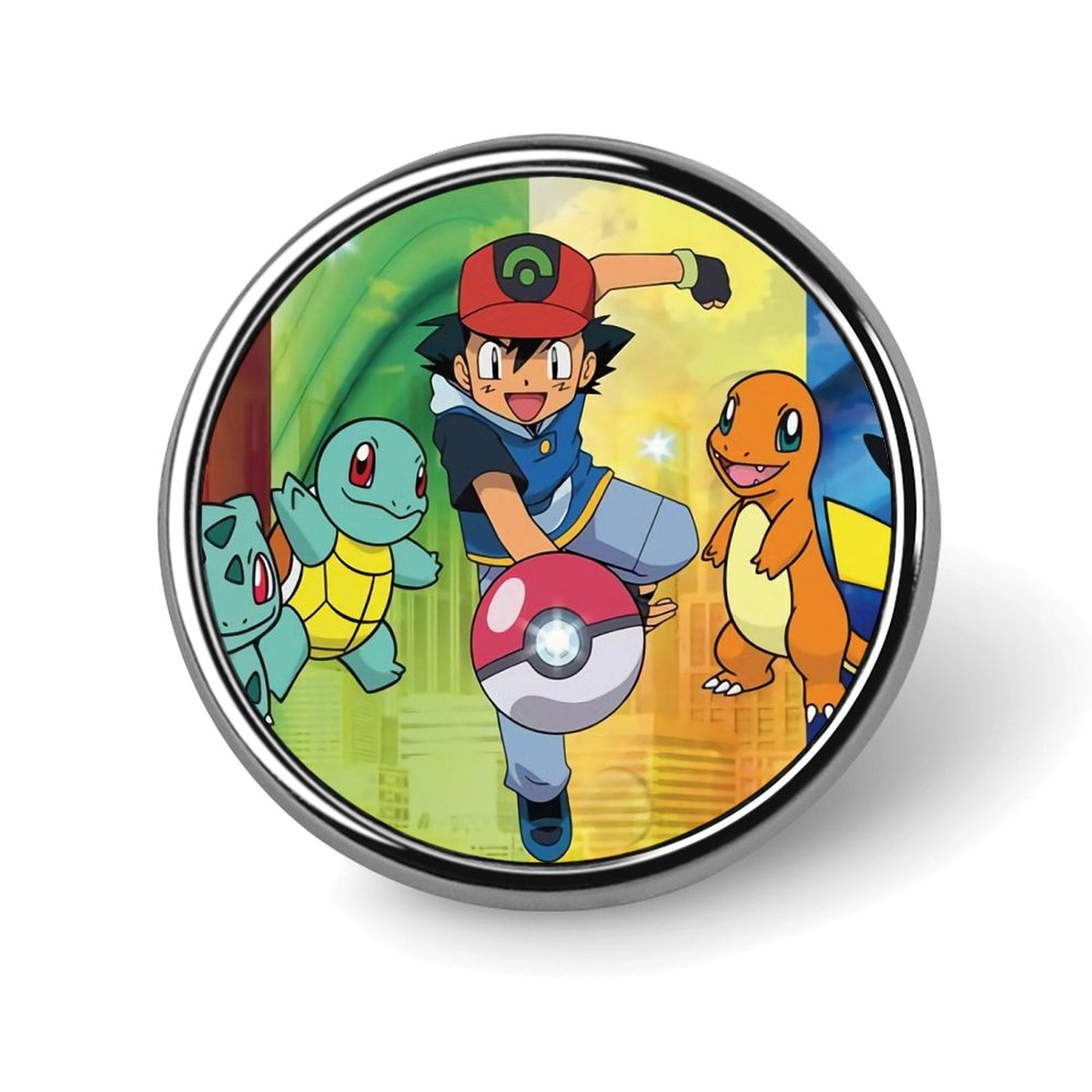 Pokémon-Pikachu Charmander Squirtle Bulbasaur356 Aluminium Alloy Round Badge Brooch Lapel Pin ...