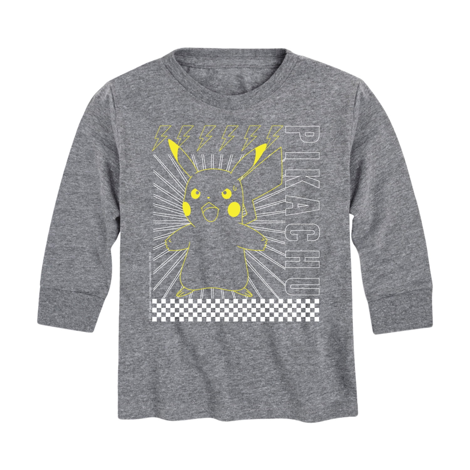Pokémon - Pikachu Checkered - Youth Long Sleeve Graphic T- Shirt ...