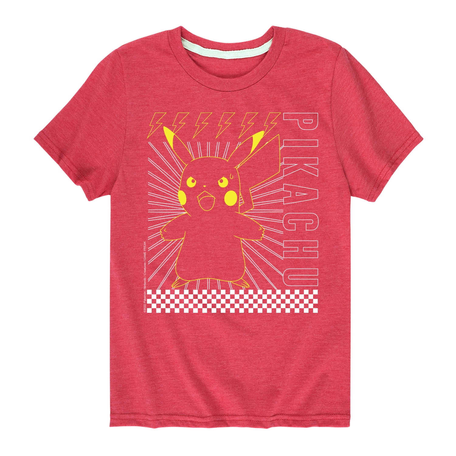 Pokémon - Pikachu Checkered - Youth Short Sleeve Graphic T- Shirt ...