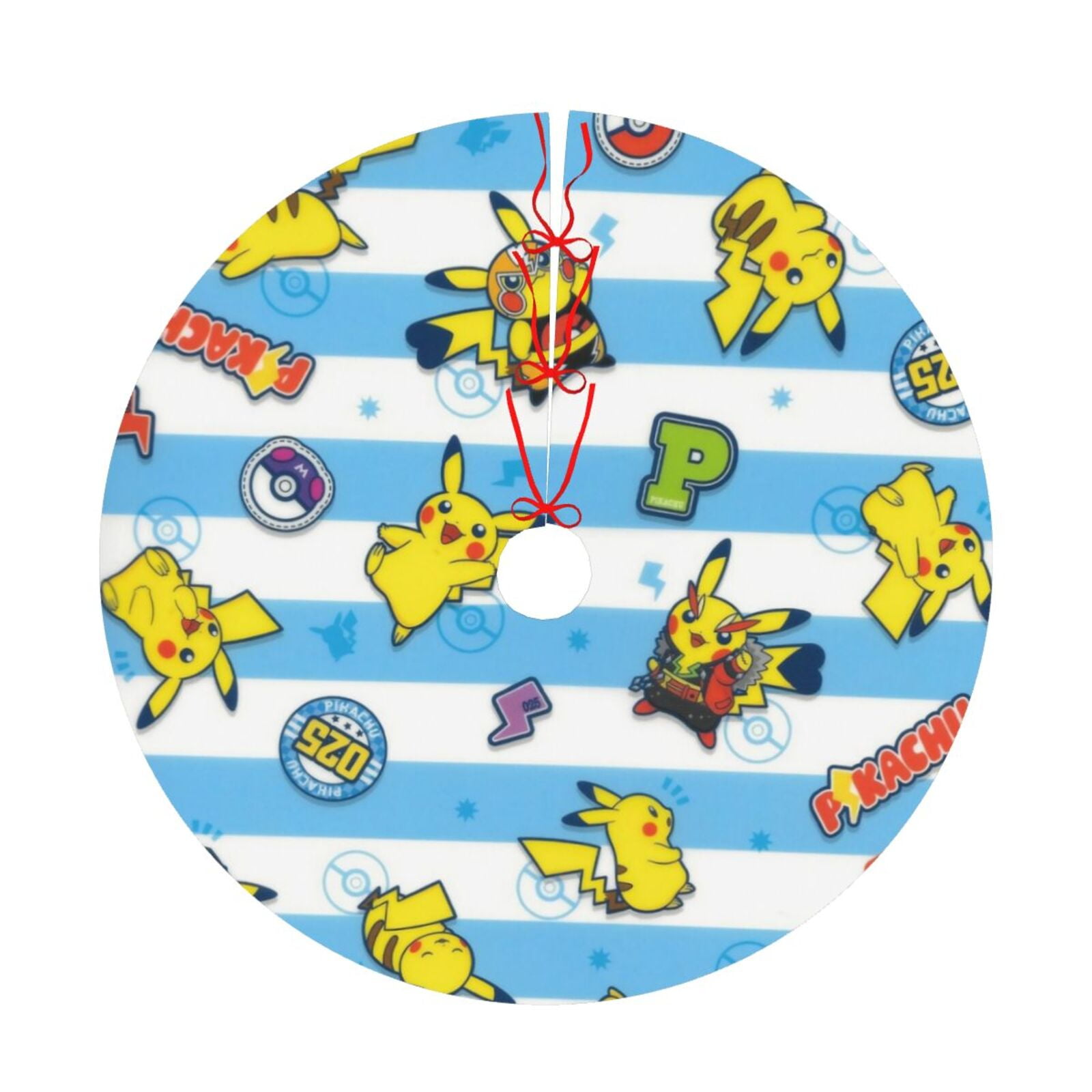 Pokémon Pikachu Christmas Tree Skirt Collar 30 Inch Xmas Trees Soft ...