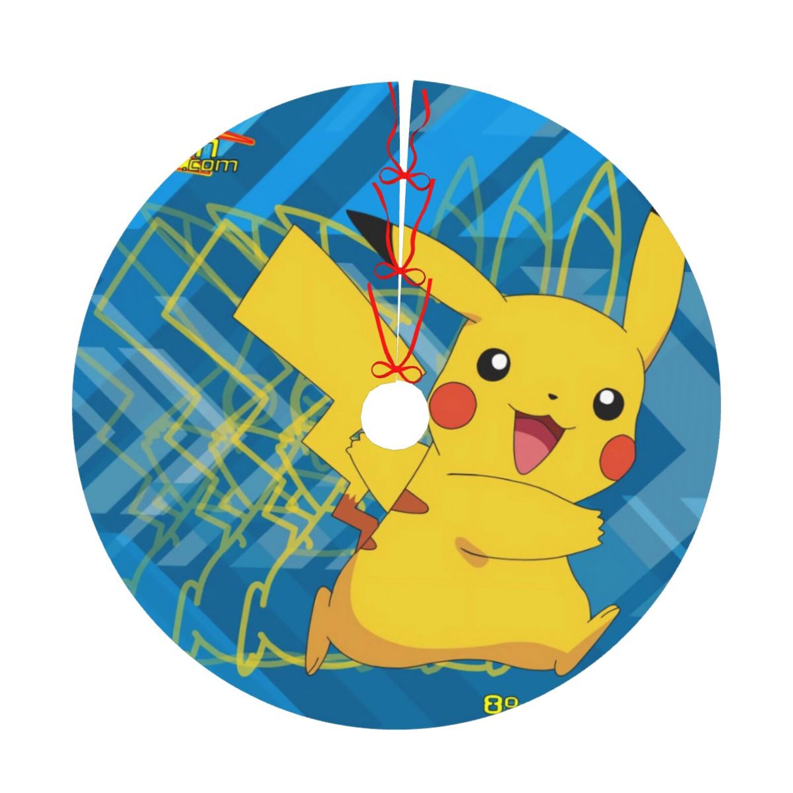 Pokémon-Pikachu Christmas Tree Skirt Soft and Funny Red Green Trimmed ...