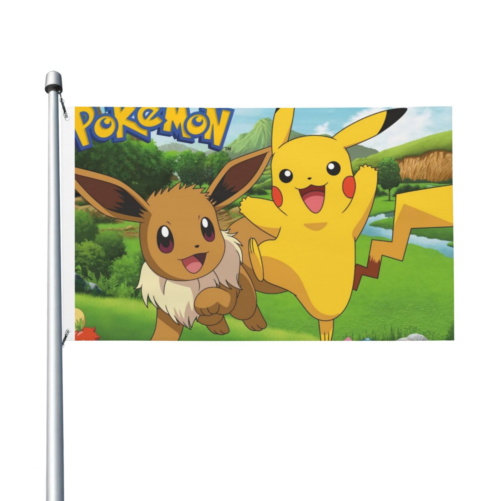 Pokémon - Pikachu & Eevee 3x5ft Face Flag Fade Proof Holiday Fall Flag ...