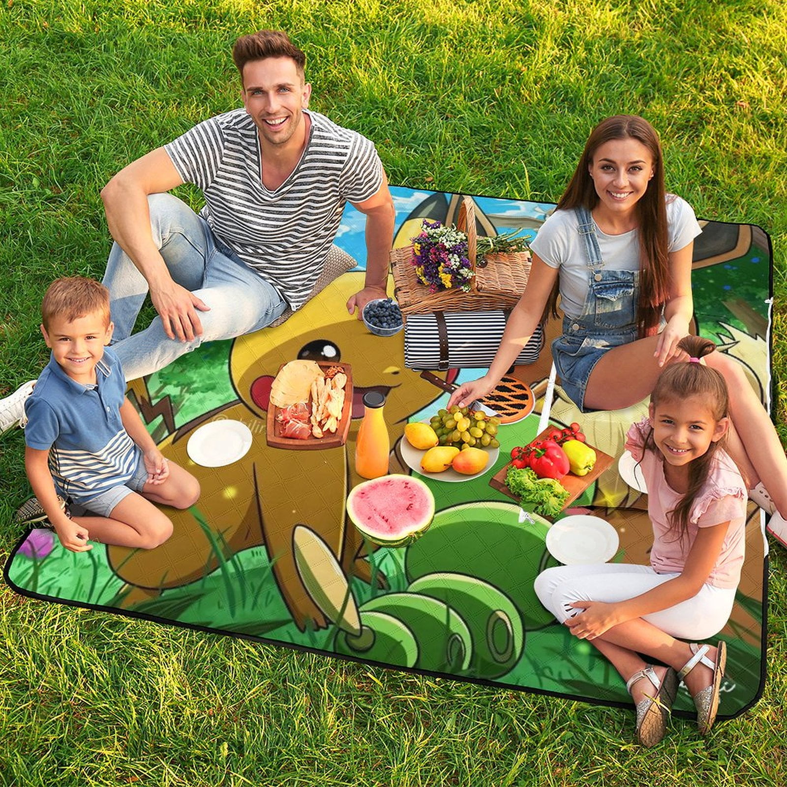 Pokémon-Pikachu Eevee Caterpillar Picnic Blankets Extra Large - Beach ...