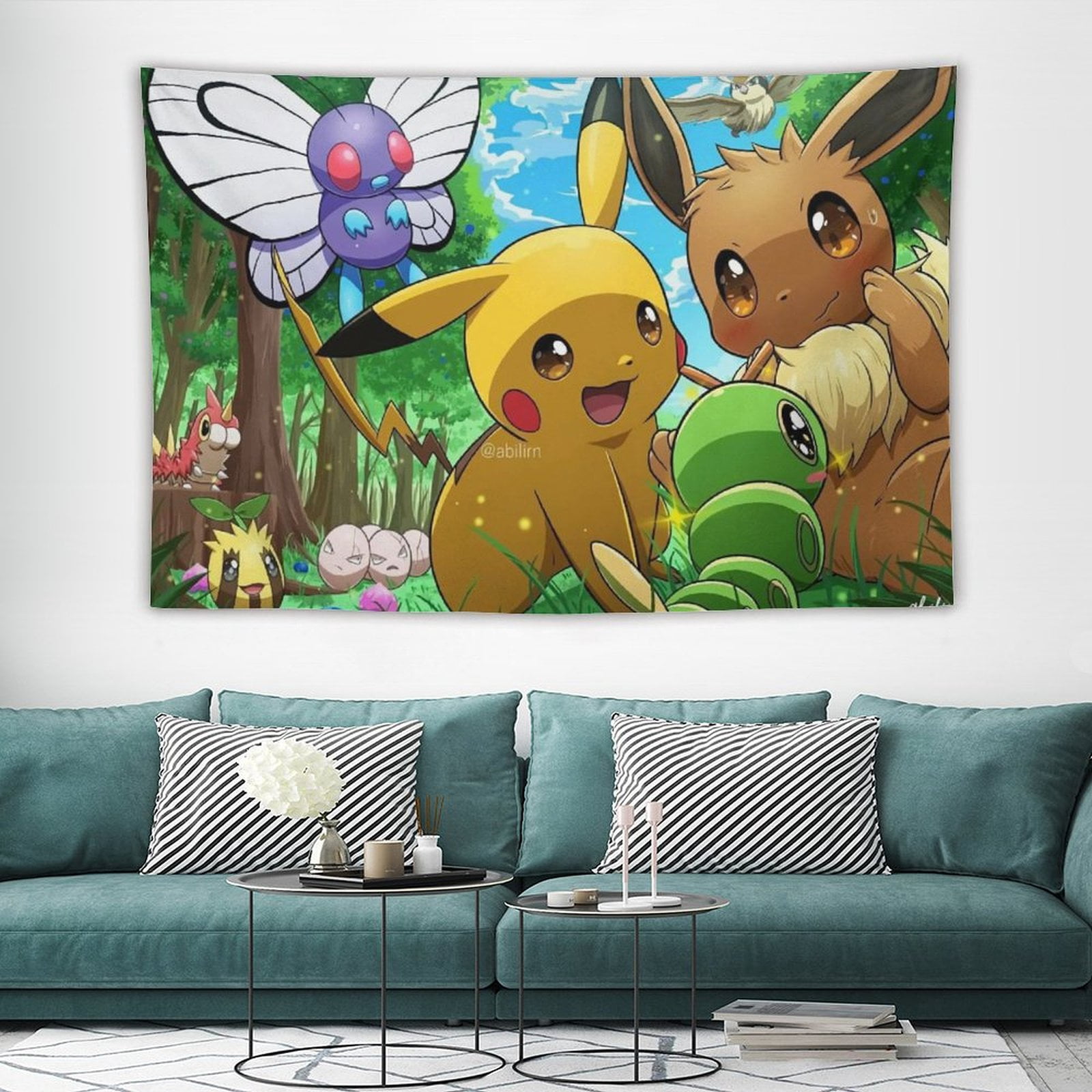 Pokémon Pikachu Eevee Caterpillar Tapestry,Wall Tapestry,Tapestries ...