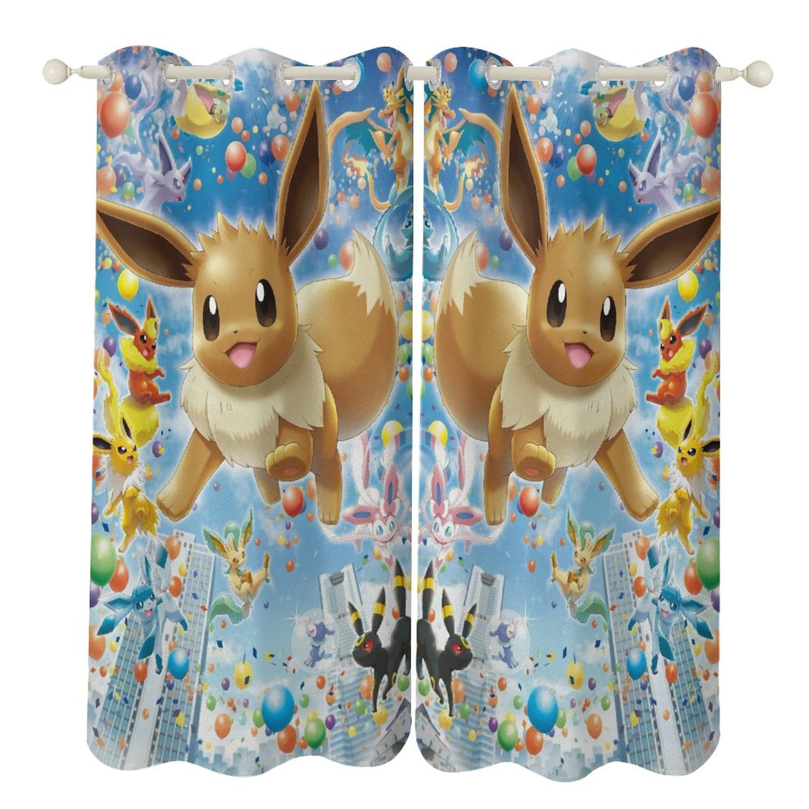 Pokémon-Pikachu Eevee Curtains 84 Inch,Blackout Curtains,Cartoon ...