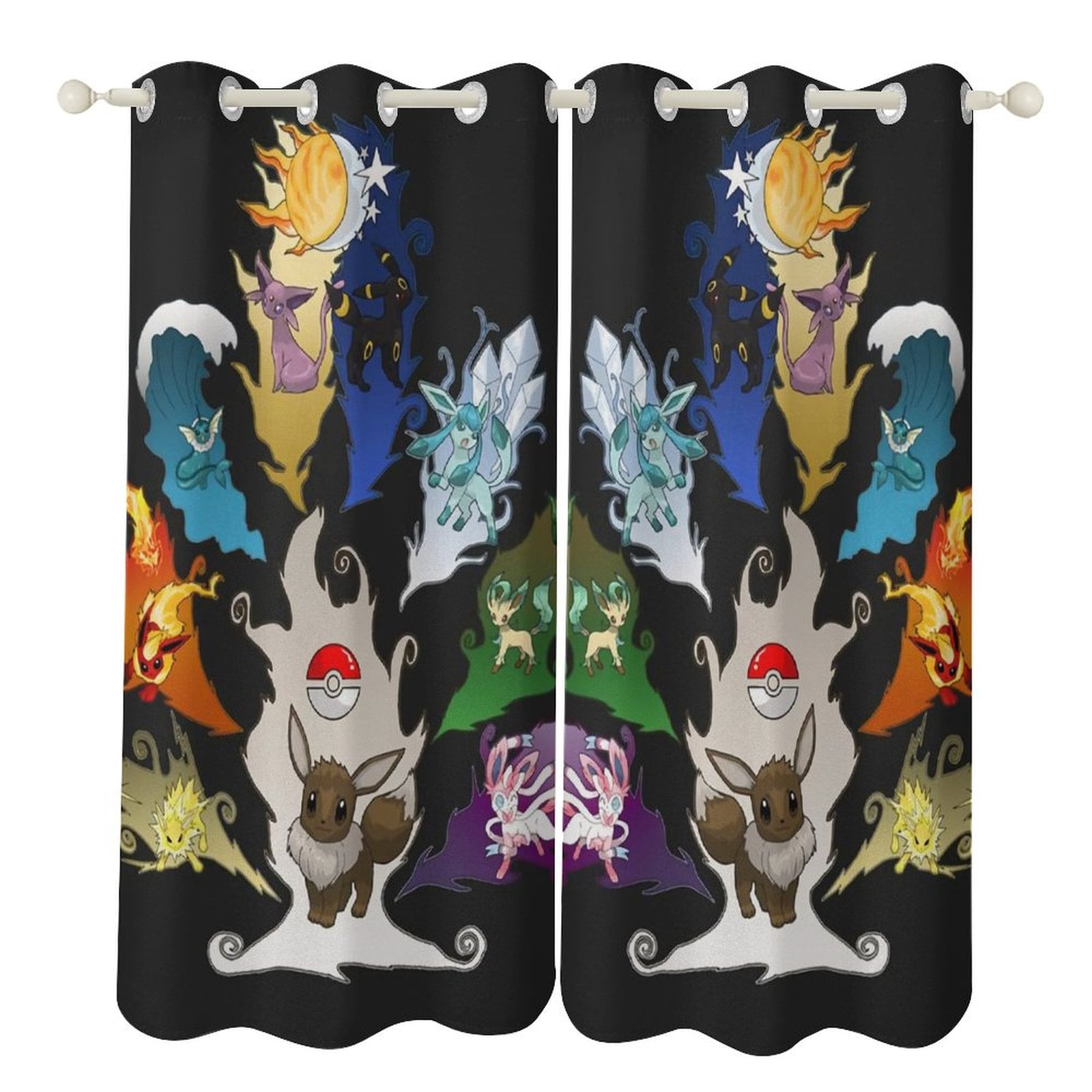 Pokémon-Pikachu Eevee Evolutions Curtains,Blackout Curtains for Bedroom ...