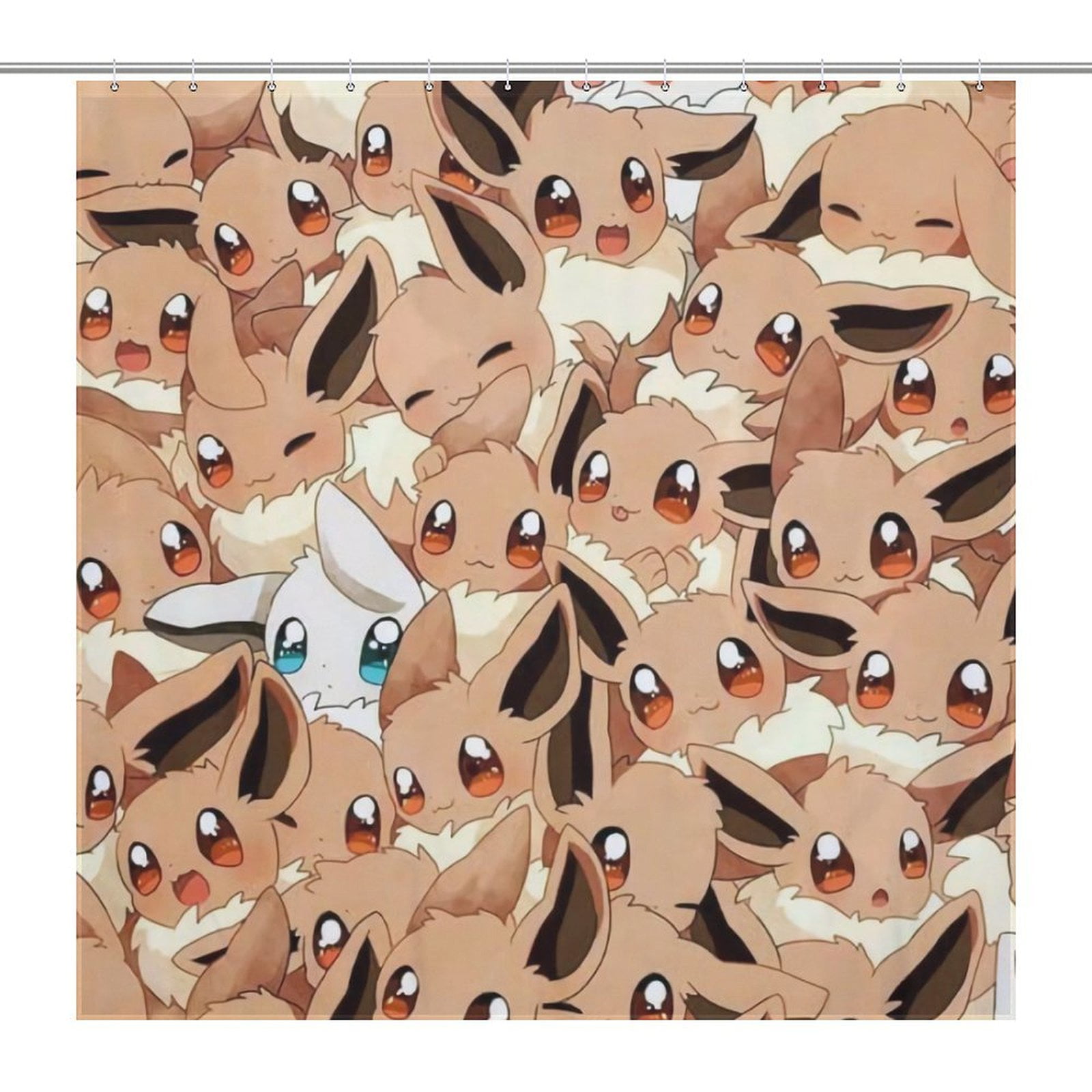 Pokémon-Pikachu Eevee Face Shower Curtain,Shower Curtain Liner,Shower Curtain Fall Waterproof in ...
