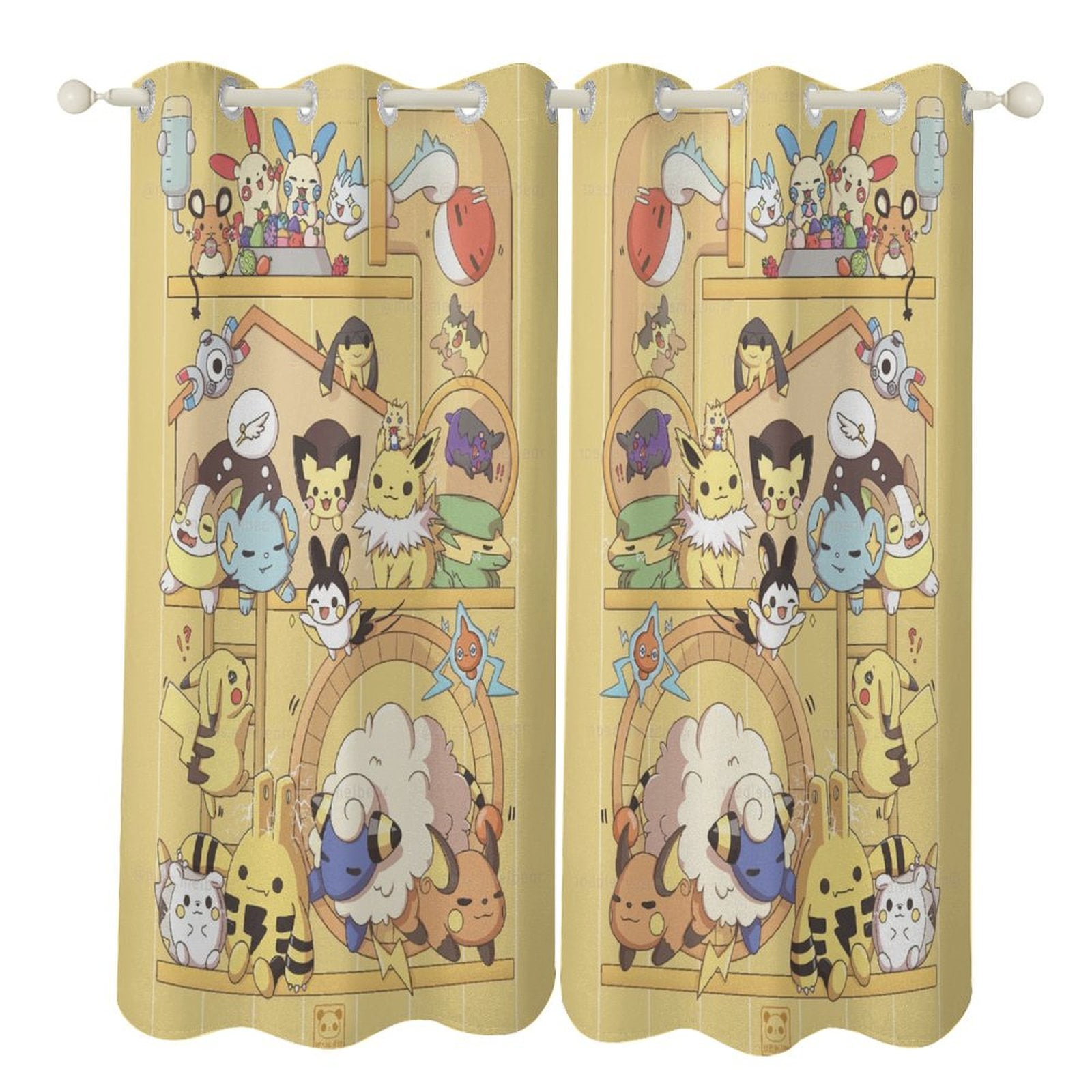 Pokémon-Pikachu Electric Edition Curtains 72 inch,2 Panels Set,100% ...