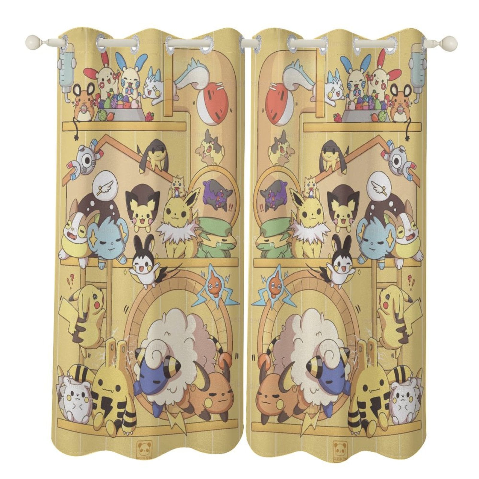 Pokémon-Pikachu Electric Edition Curtains 84 inch,2 Panels Set,100% ...