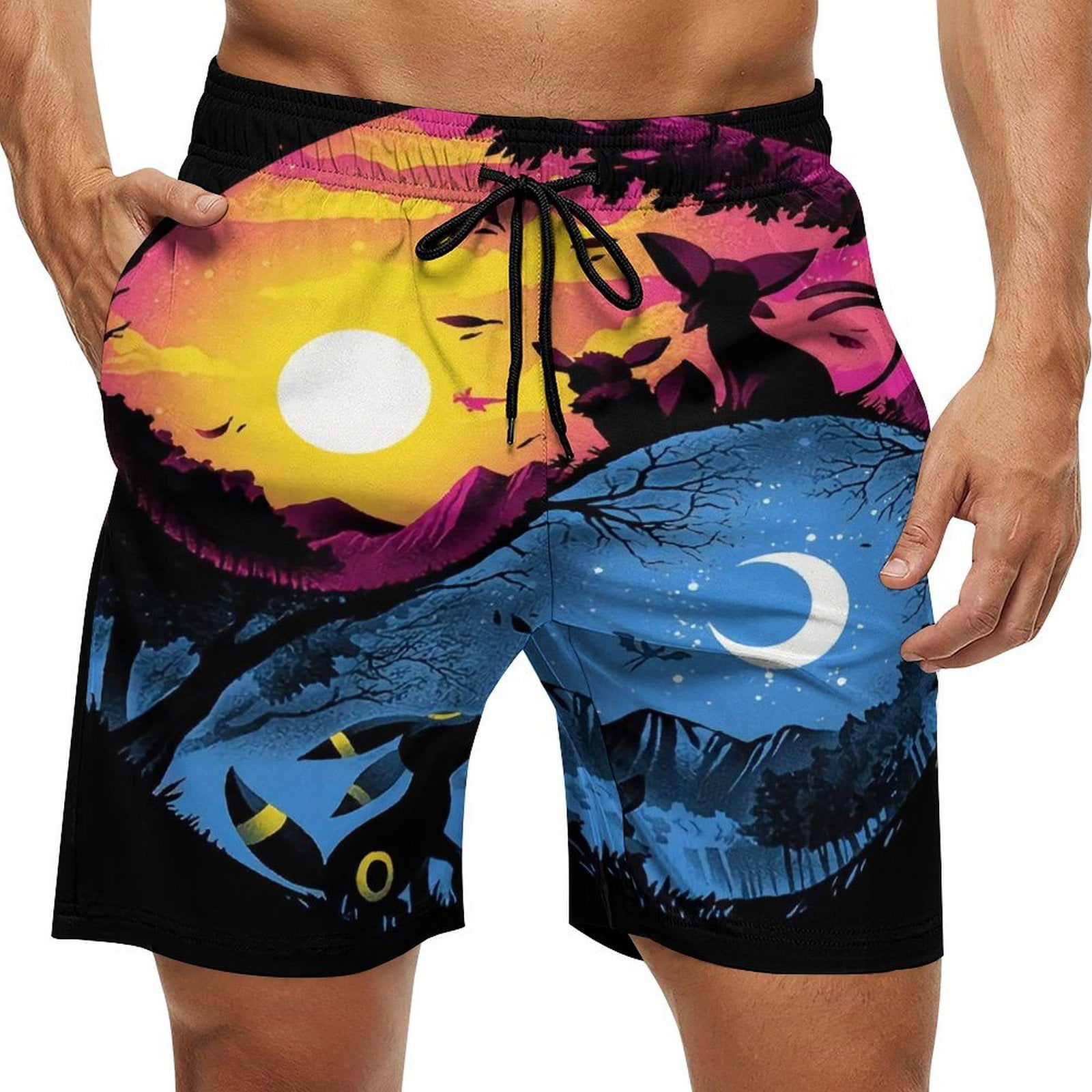 Pokémon Pikachu Espeon Umbreon Mens Swimming Trunks Swim Trunks Quick ...