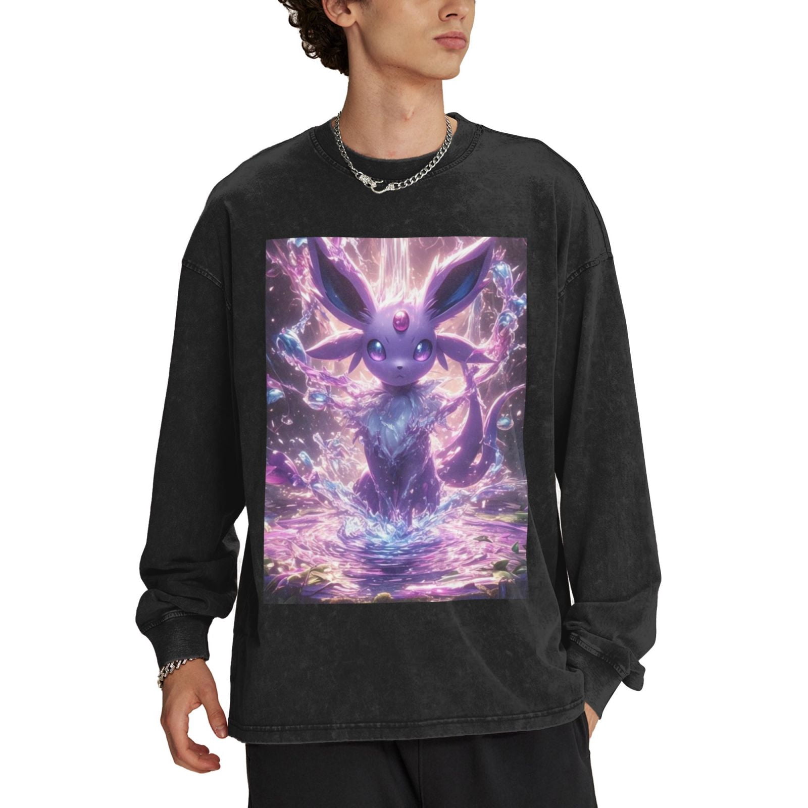 Pokémon Pikachu Espeon4 Long Sleeve Shirt Men's Heavy Weight Crew Neck ...