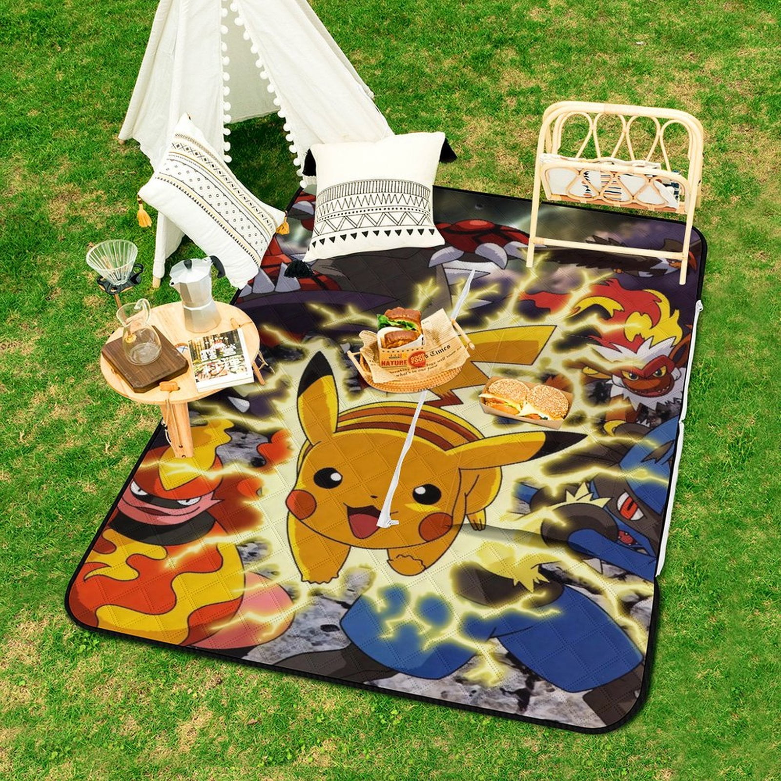 Pokémon-Pikachu Extra Large Picnic Outdoor Blanket,59 x 39 Waterproof ...