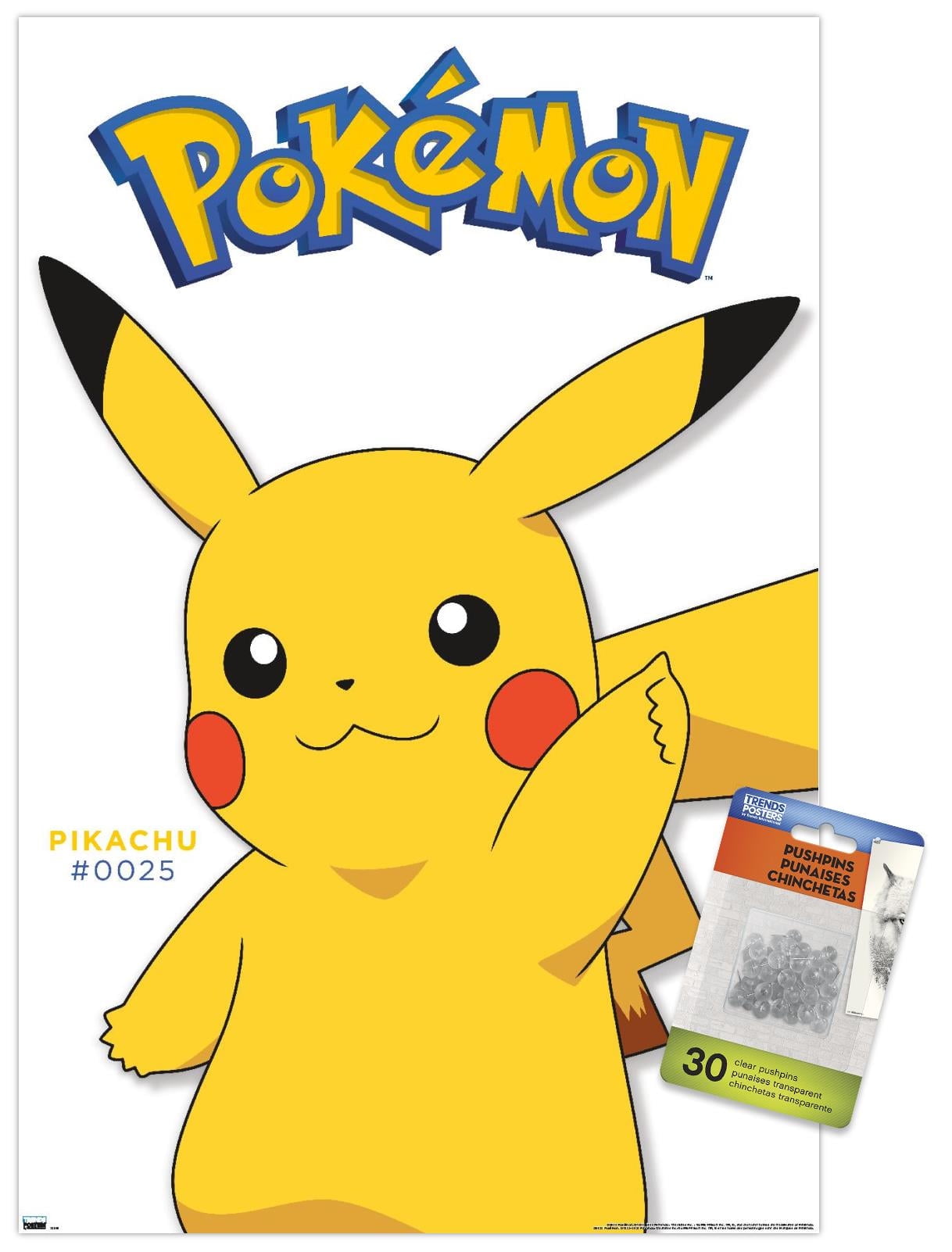 Pokemon - Pikachu Feature Series Wall Poster with Push Pins, 14.725" x ...