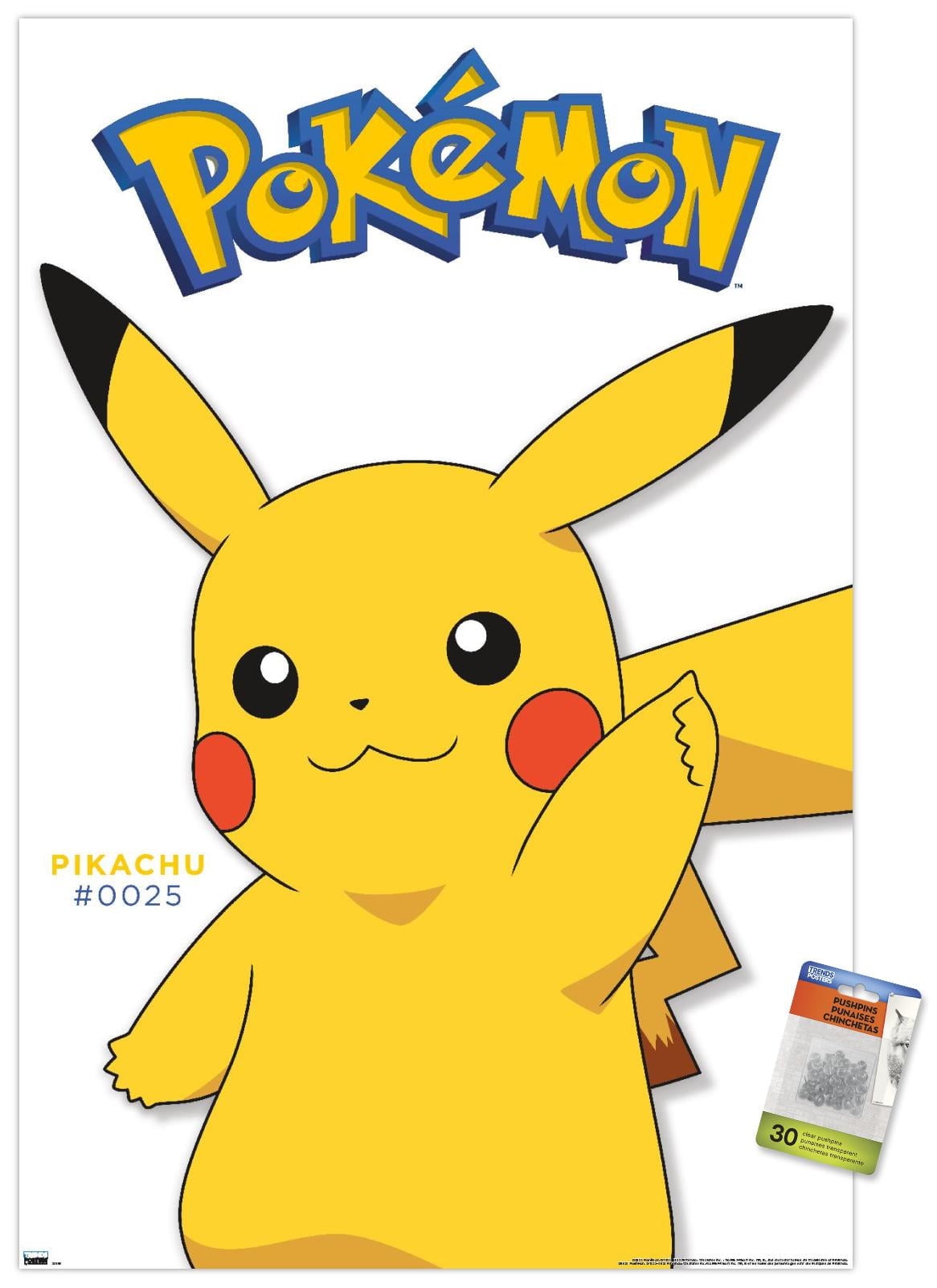 Pokemon - Pikachu Feature Series Wall Poster with Push Pins, 22.375" x ...