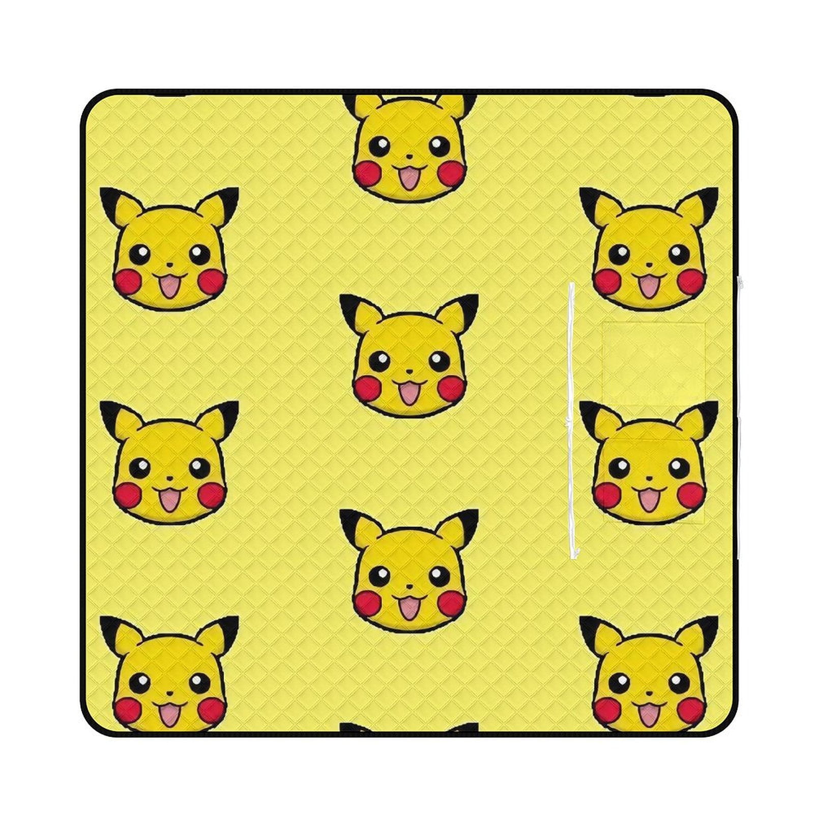 Pokémon-Pikachu Head Picnic Blanket,Foldable Waterproof Sand Mat,Extra ...