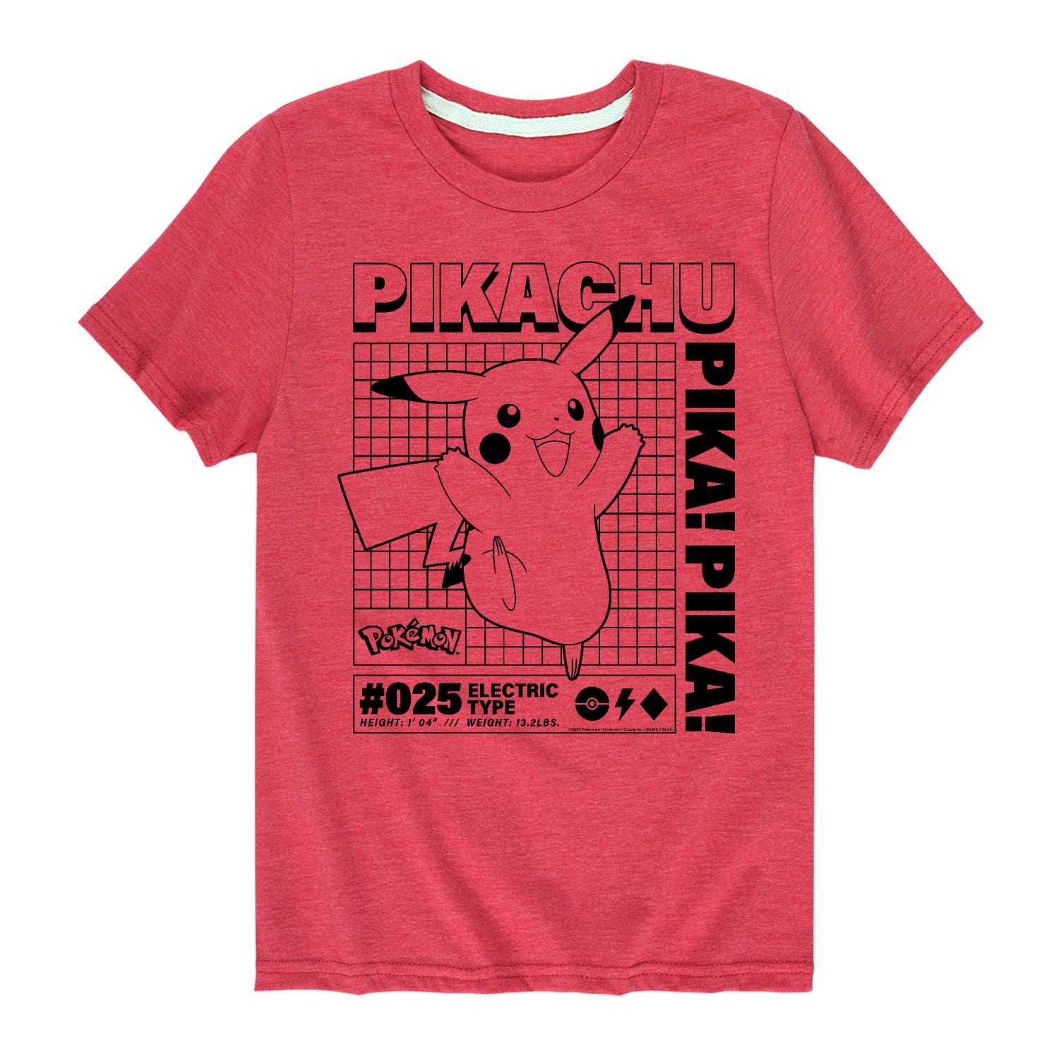 Pokémon - Pikachu Info Chart - Youth Short Sleeve Graphic T-Shirt ...