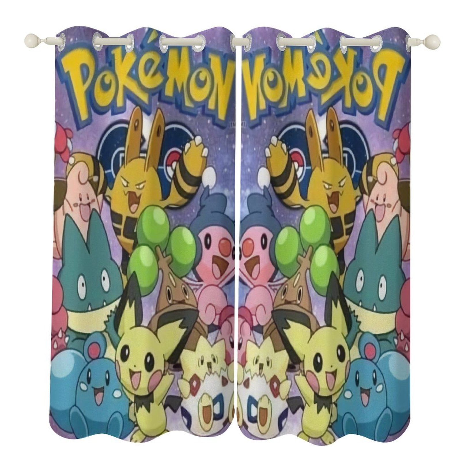 Pokémon-Pikachu Kids Curtains 52 X 72 Inch,Cartoon Blackout Curtains ...