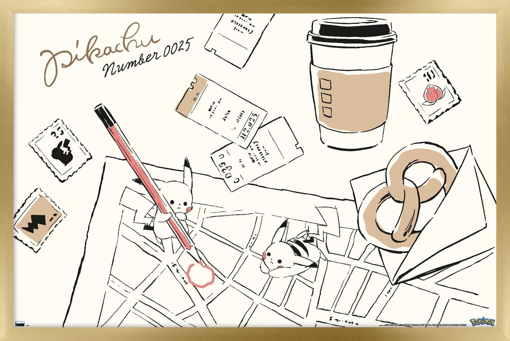 Pokémon: Pikachu Lifestyle - Map Wall Poster, 22.375" x 34" Framed ...