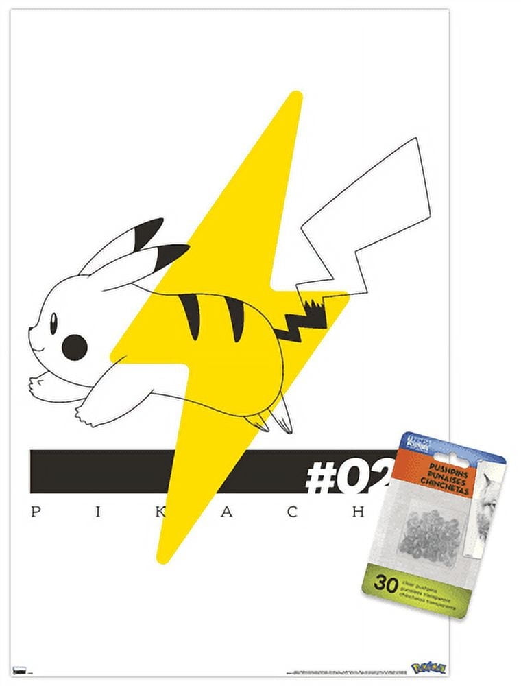 Pokemon - Pikachu Line 25 Wall Poster with Push Pins, 14.725" x 22.375 ...