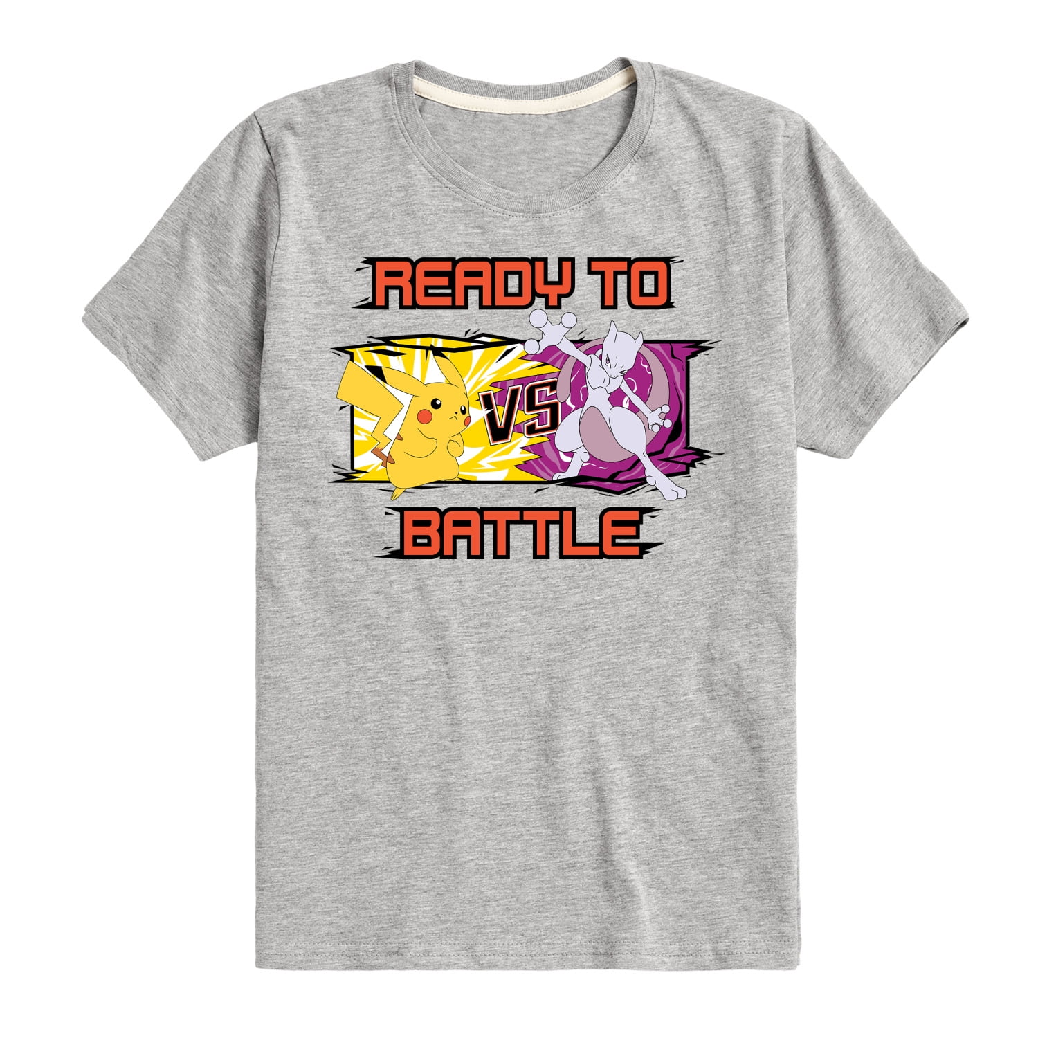 Pokémon - Pikachu Mewtwo Battle - Youth Short Sleeve Graphic T-Shirt ...