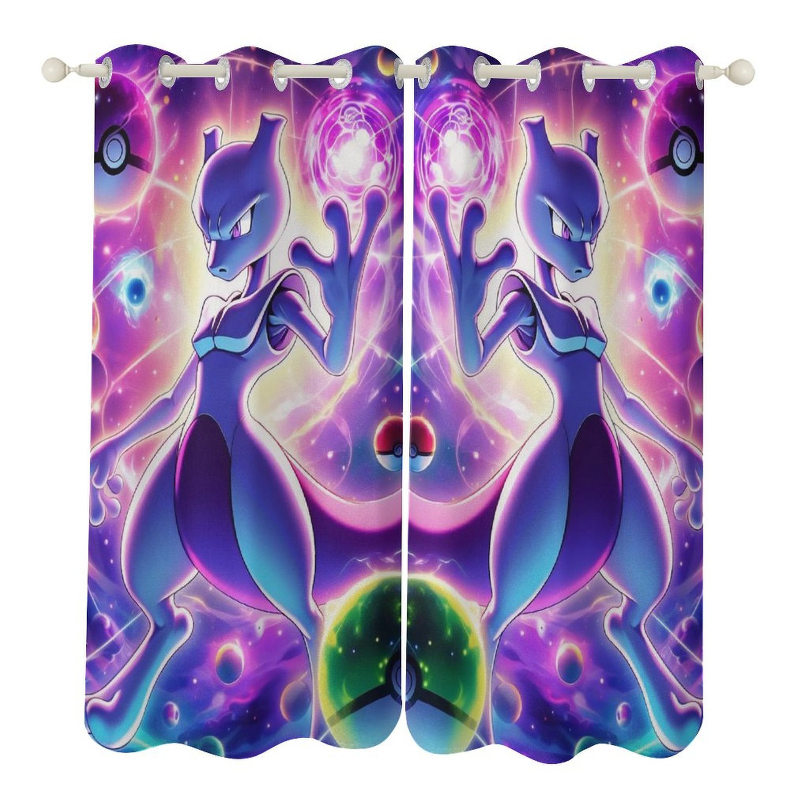 Pokémon-Pikachu Mewtwo Curtains 84 Inch,Blackout Curtains,Cartoon ...