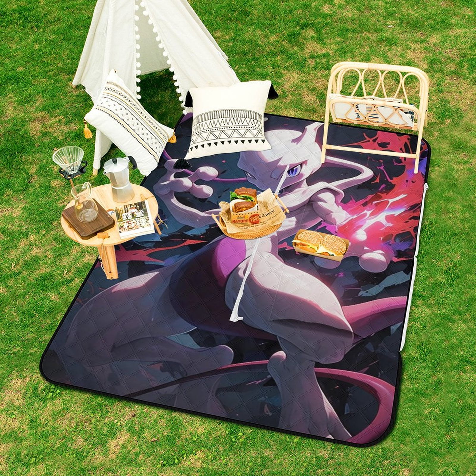 Pokémon-Pikachu Mewtwo Picnic Blankets Extra Large - Beach Blanket ...