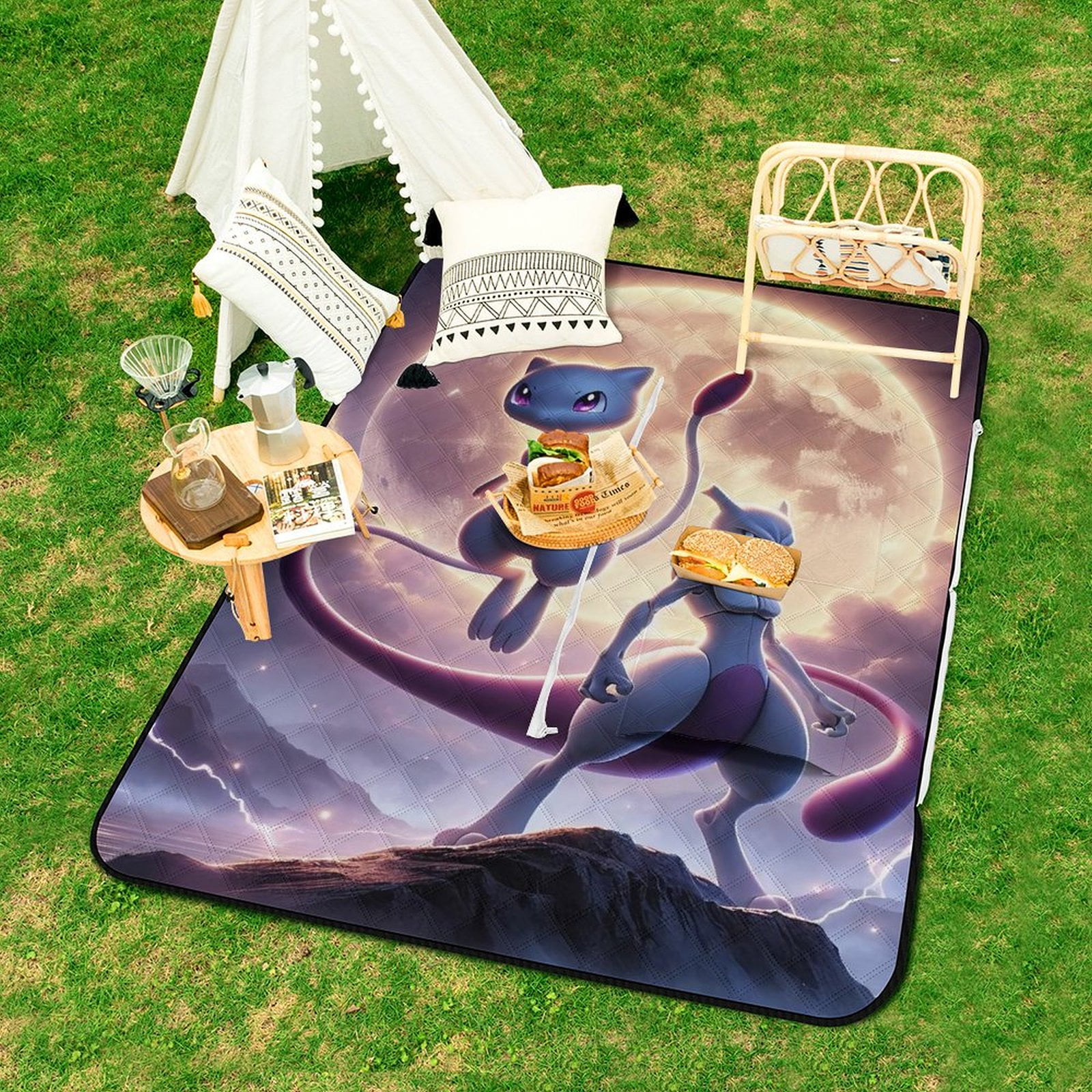 Pokémon-Pikachu Mewtwo Picnic Blankets Extra Large - Beach Blanket ...