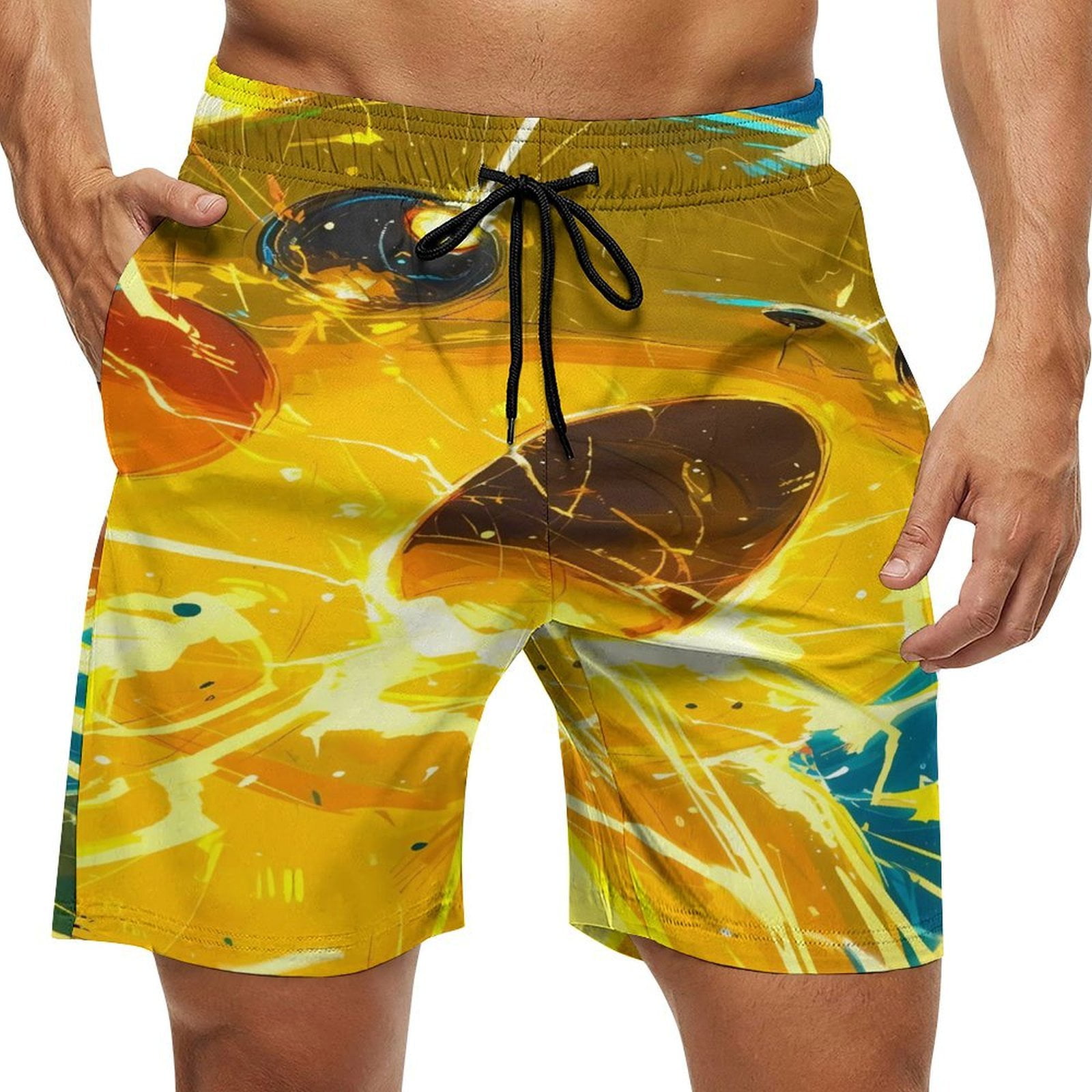 Pokémon-Pikachu Ombre Mens Swim Trunks with Compression Liner Quick Dry ...