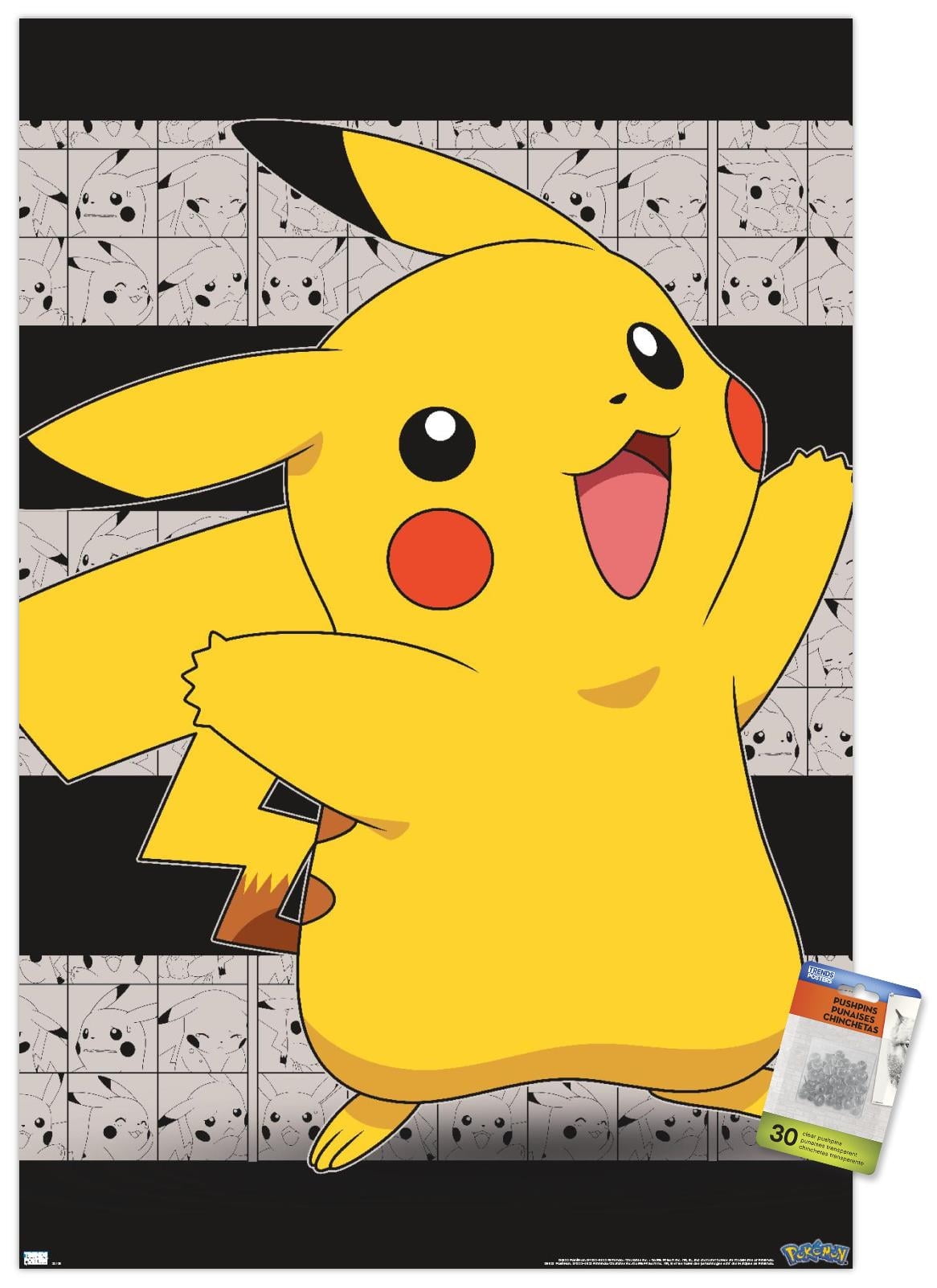 Pokemon - Pikachu Open Arms Wall Poster with Push Pins, 22.375" x 34 ...