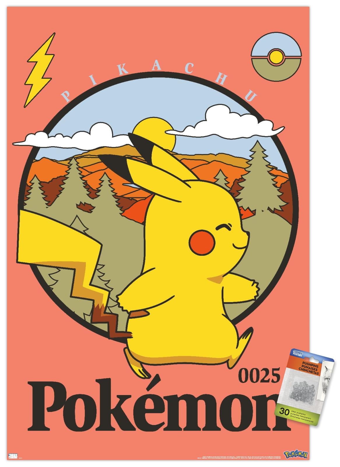 Pokemon - Pikachu Outdoor Adventure Wall Poster with Push Pins, 22.375 ...